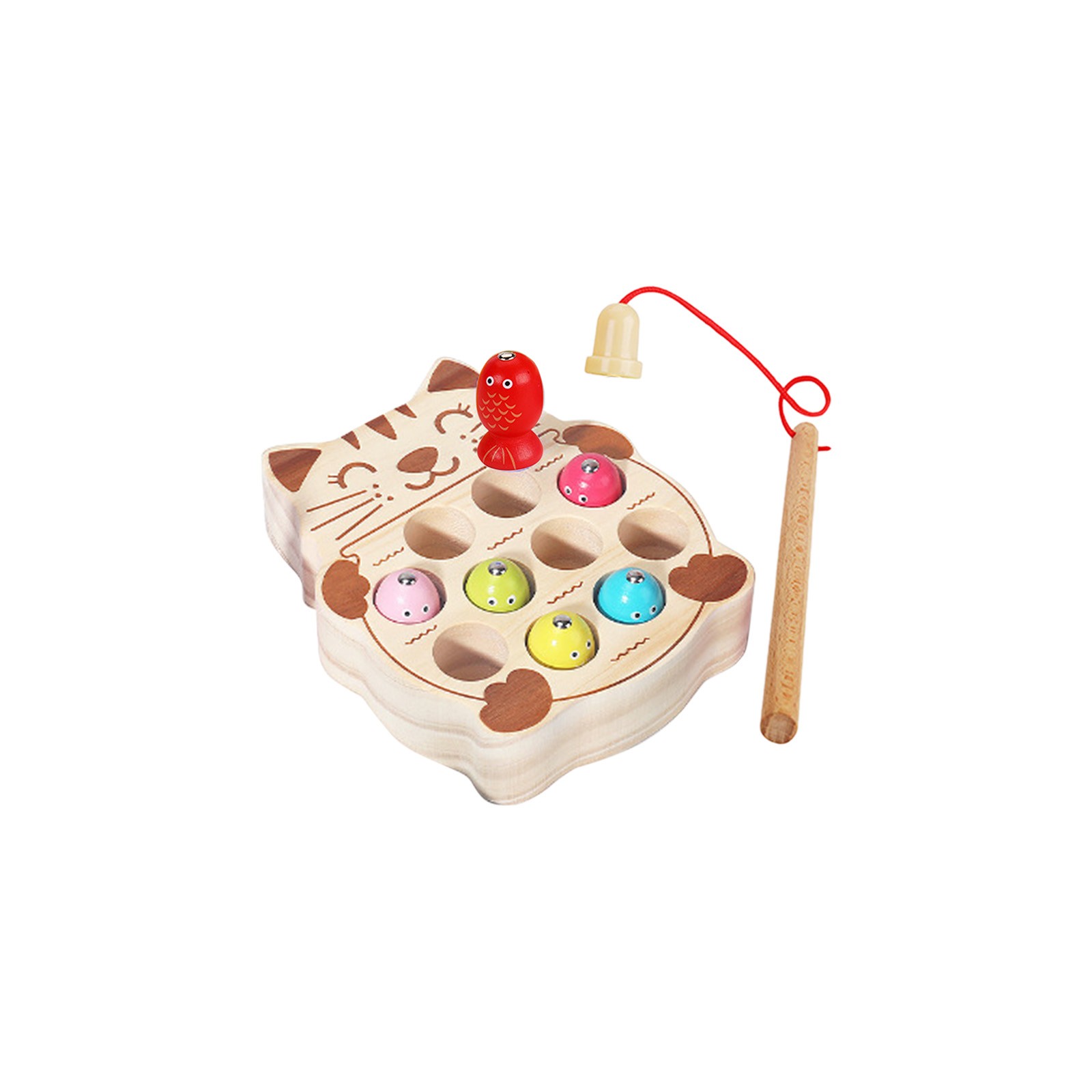 Magnetic Wooden Fishing Game Toy for Toddlers, Alphabet Fish Catching ...