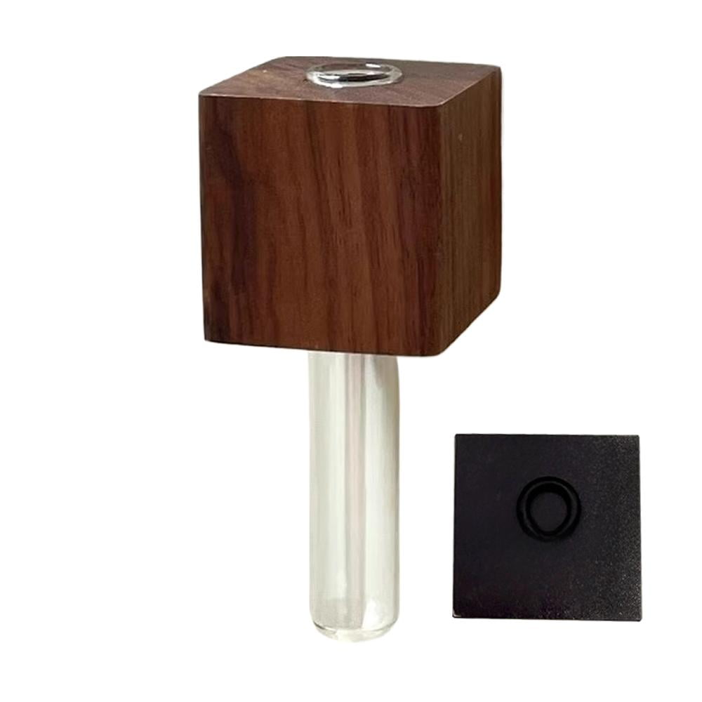 Magnetic Wooden Wall Planter Vases with Plastic Tubes,Mini Vase Magnets ...