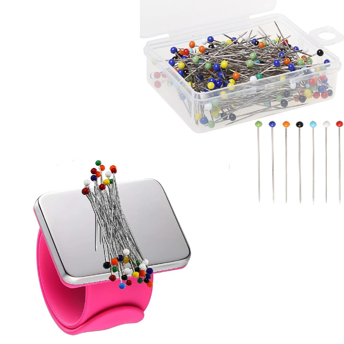 Magnetic Wrist Sewing Pincushions with 250 Pcs 1.55 inch Ball Head ...