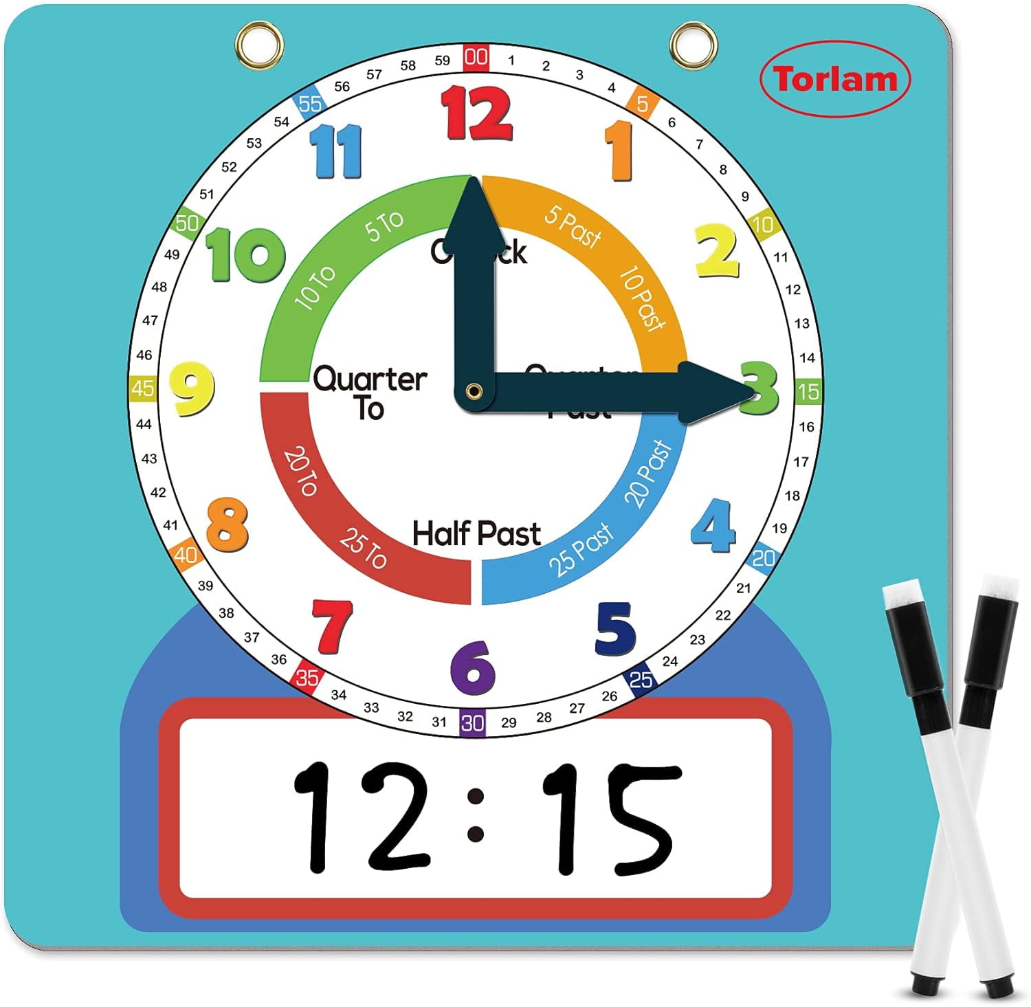 Magnetic Writable Dry Erase Learning Clock | Clock for Kids Learning to ...