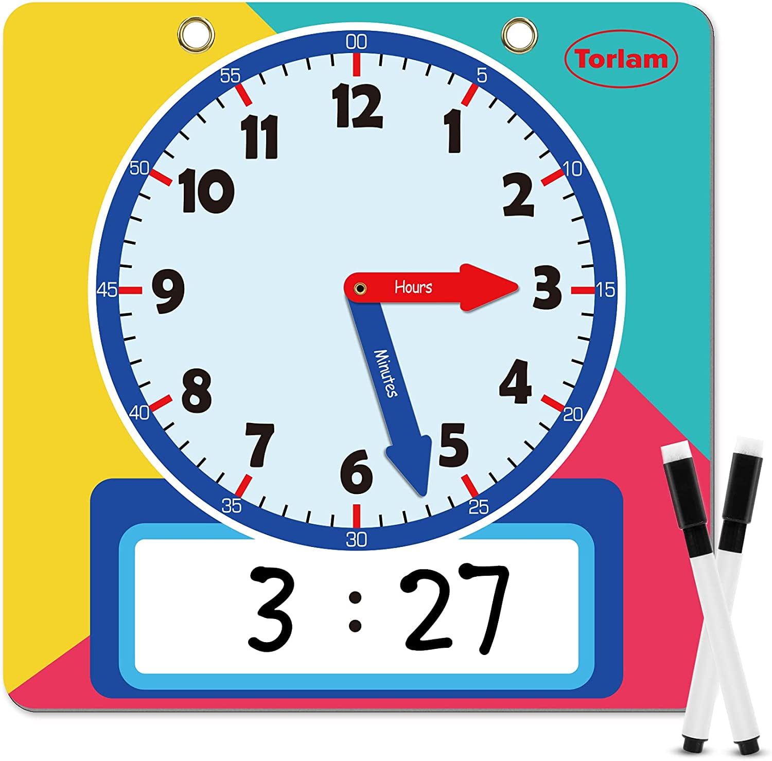 Magnetic Writable Dry Erase Learning Clock | Clock for Kids Learning to ...