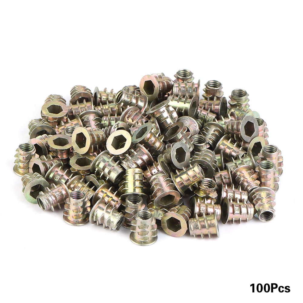 Magnetic Zinc Alloy Hex Socket Insert Nuts for Wood Furniture, 100pcs ...