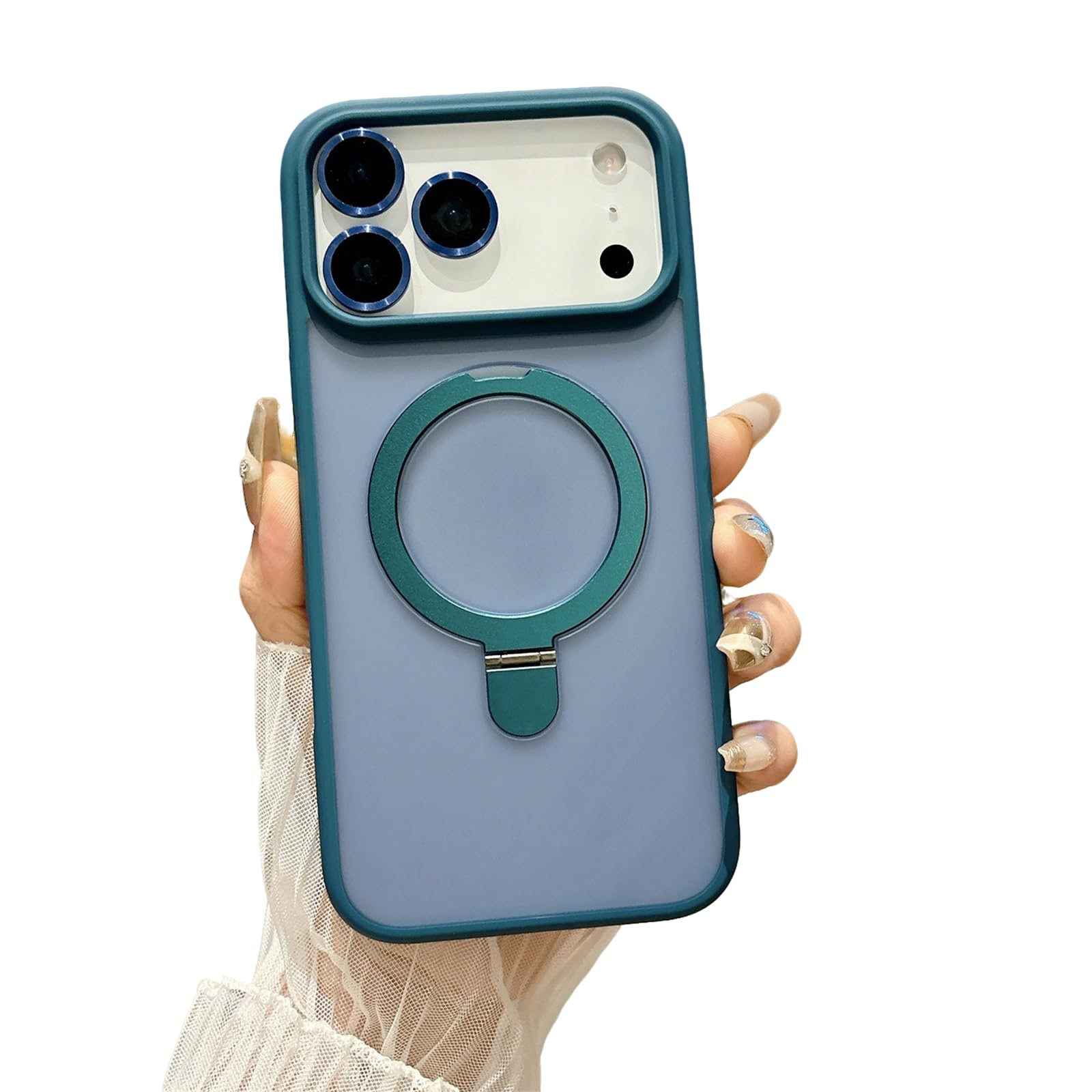 Magnetic bracket semi transparent compatible phone case for iPhone 17 ...