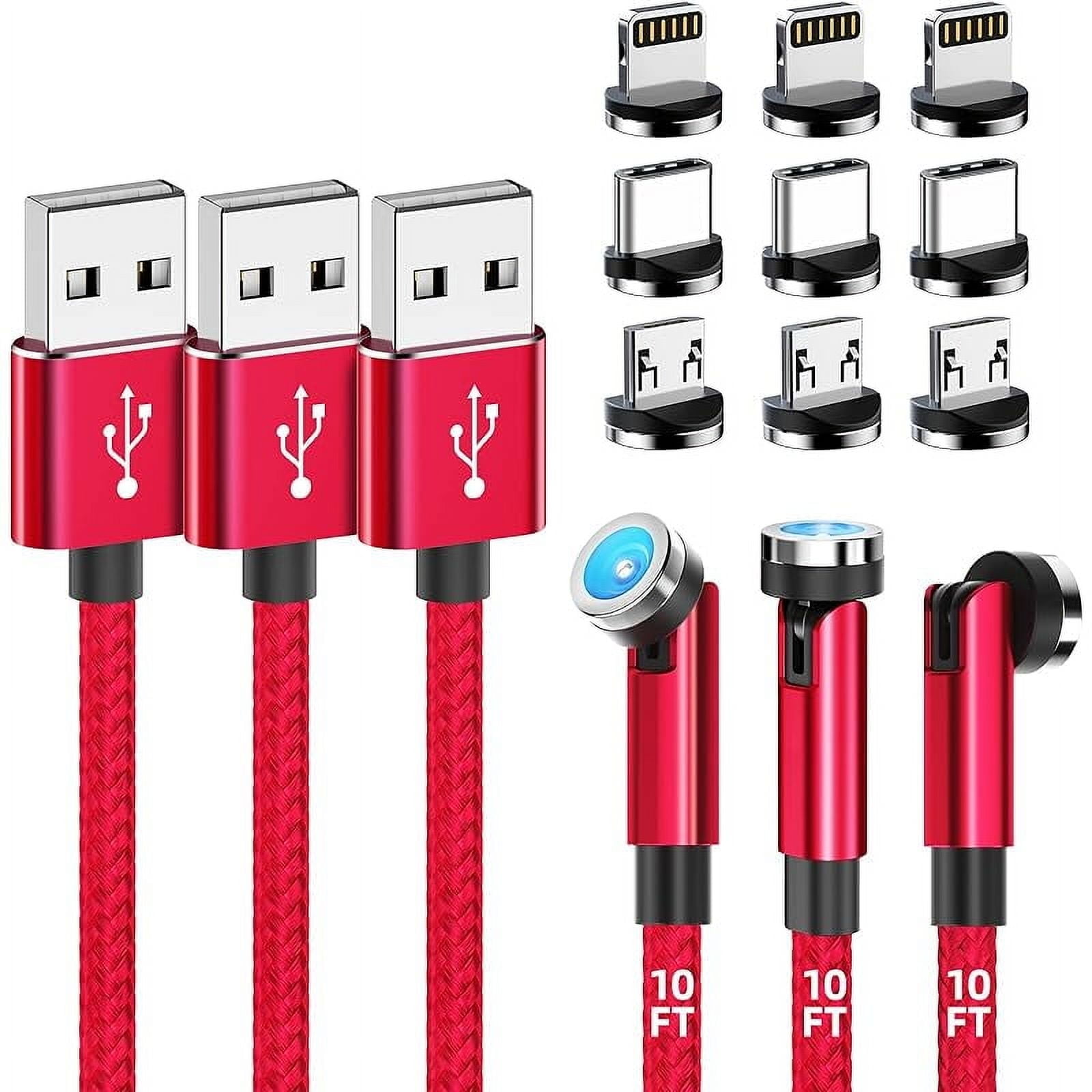 Magnetic charging cable [3-pack, 10ft/10ft/10ft] 540 ° rotating ...
