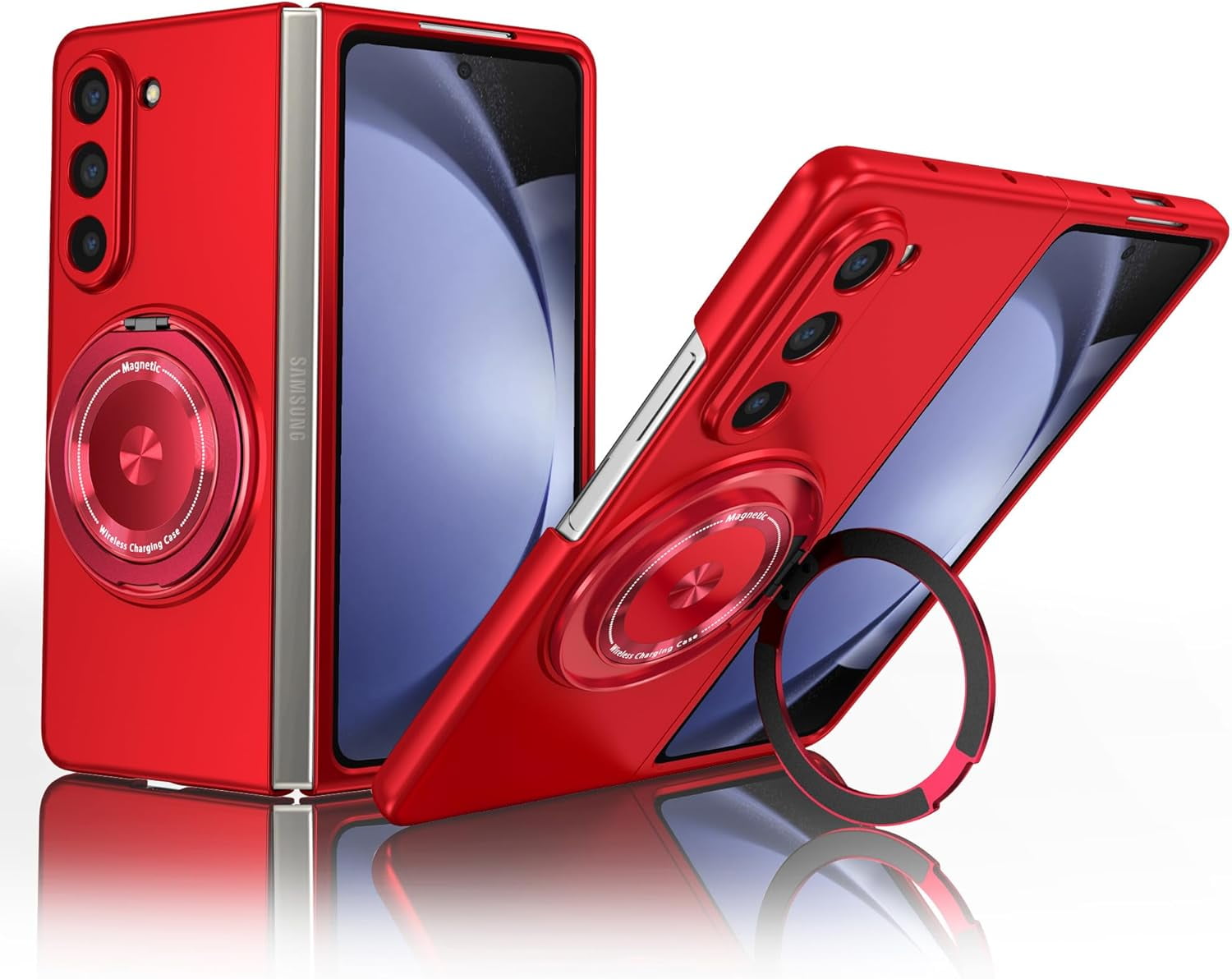 Magnetic for Galaxy Z Fold 6 case with Stand, Slim Protective Ring Holder Military Shockproof ...