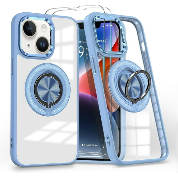 Magnetic for iPhone 14 iPhone 13 Case with 360° Ring Holder Kickstand ...