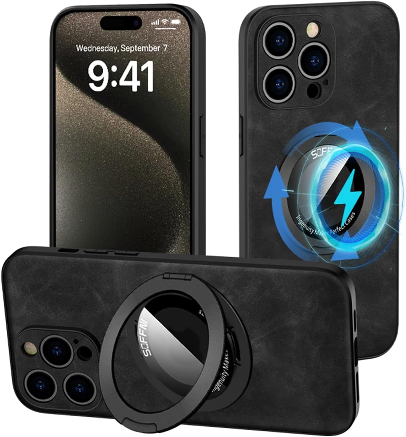 Magnetic for iPhone 15 Pro Case with Stand Compatible with MagSafe ...