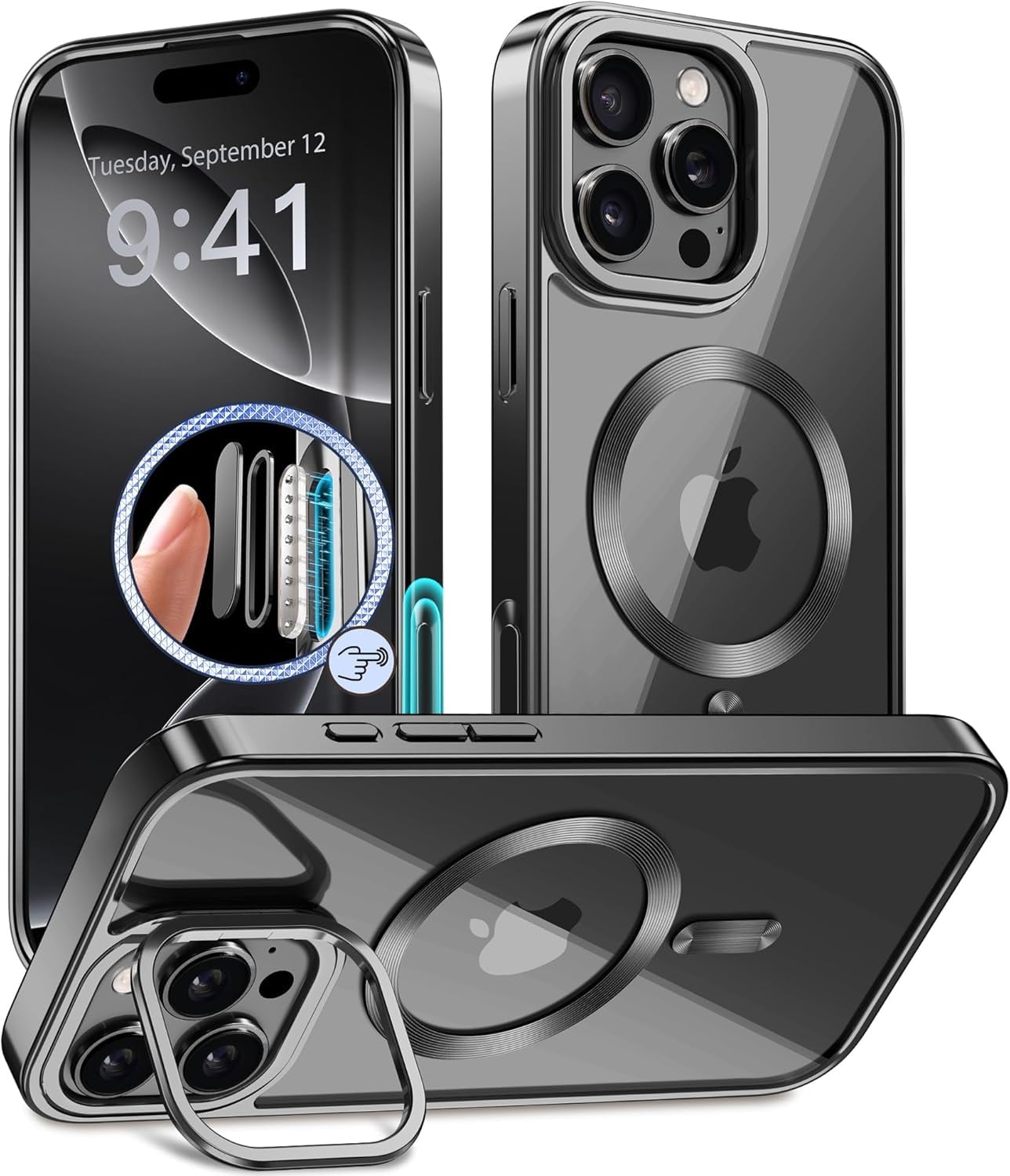 Magnetic for iPhone 16 Pro Case with Stand, [Compatible with MagSafe], [Camera Control Capture ...