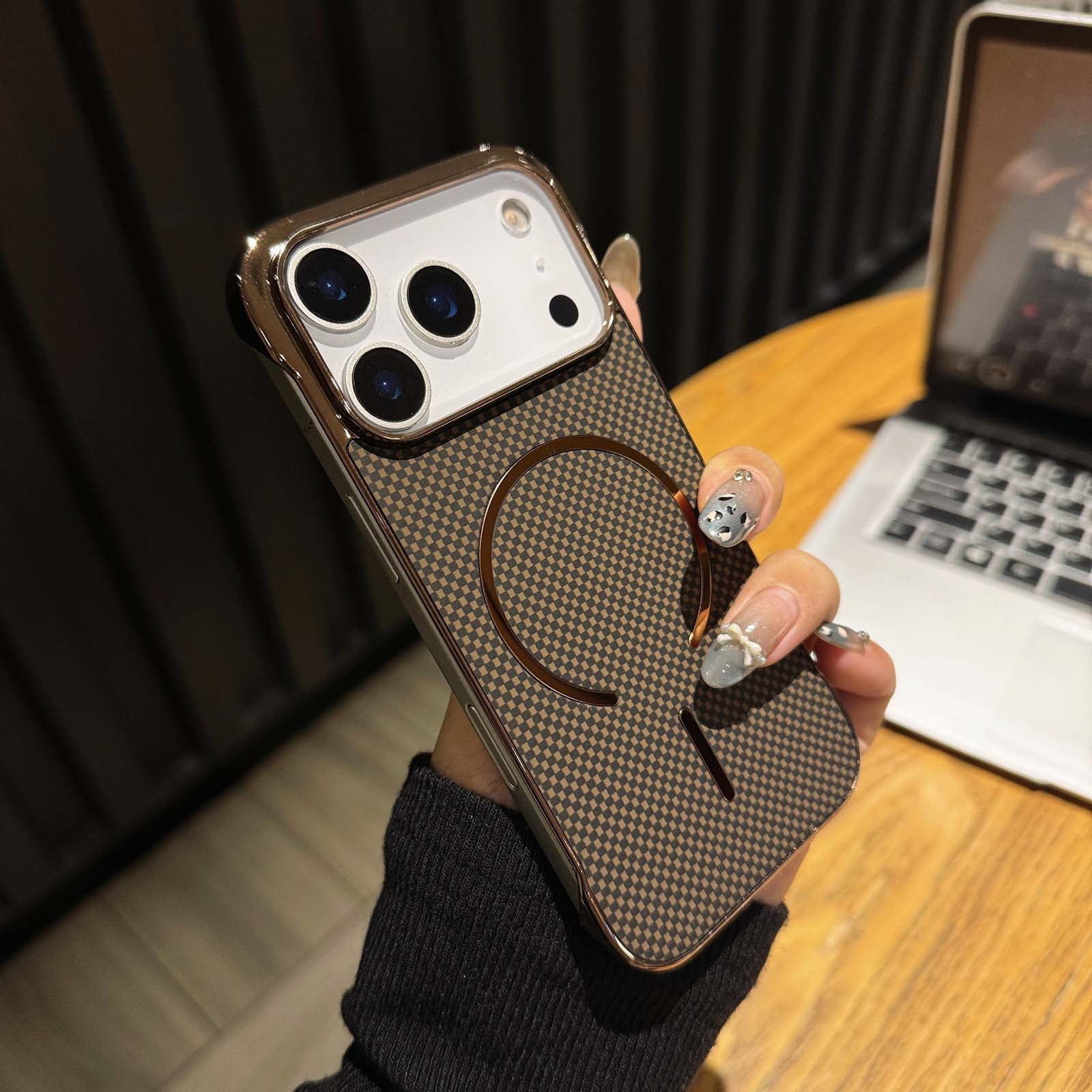 Magnetic For iPhone 17 Pro Phone Case,Fiber Texture Back Design ...
