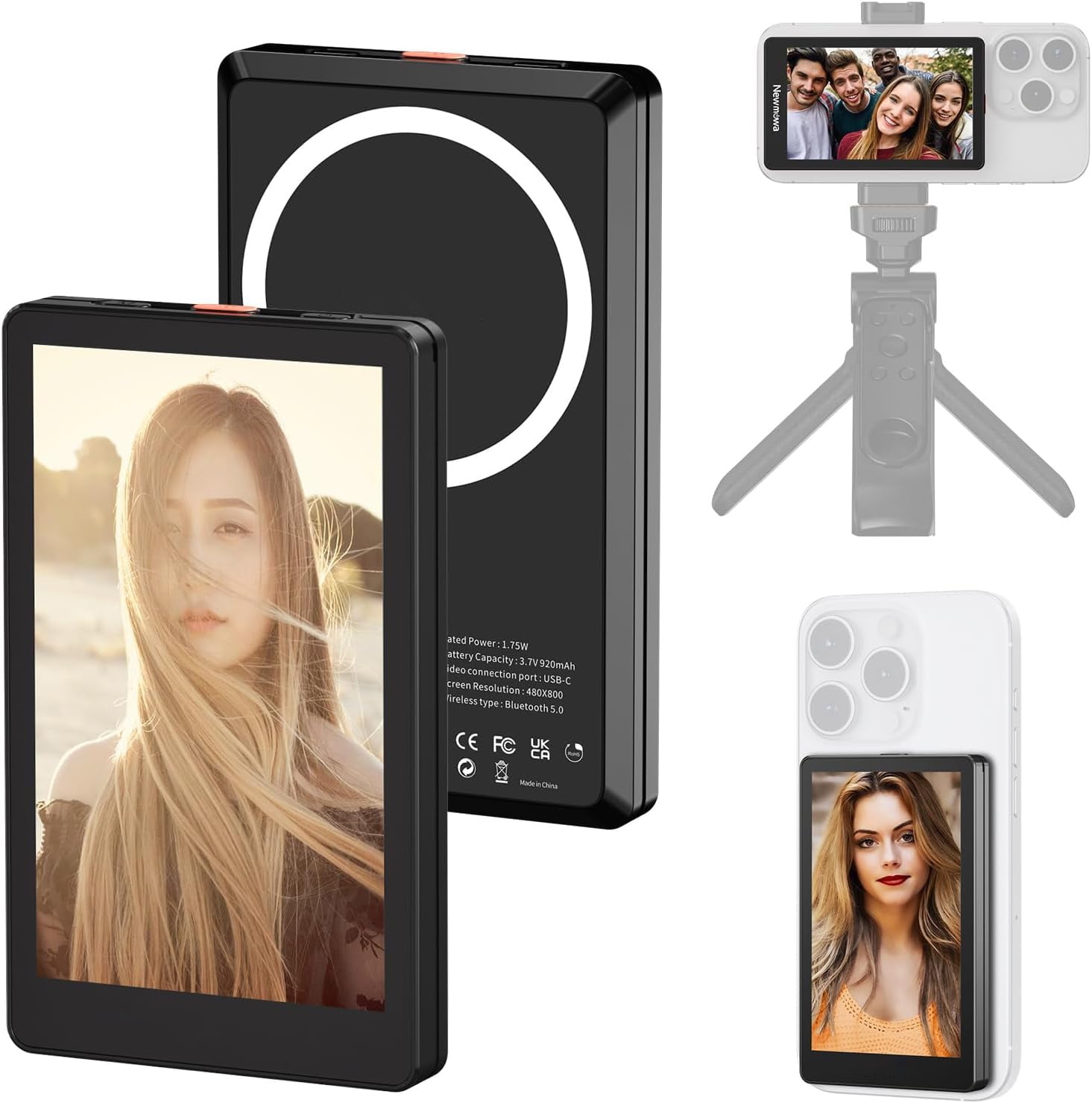 Magnetic portable Selfie Monitor for iPhone - 4K Wired & 1080P Wireless ...