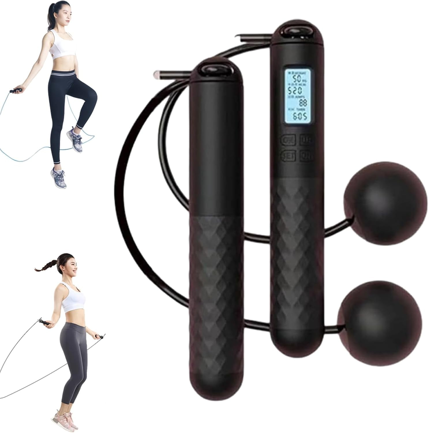 Magnetically Counting Jump Rope, Cordless Jump Rope, Weighted Ropeless ...