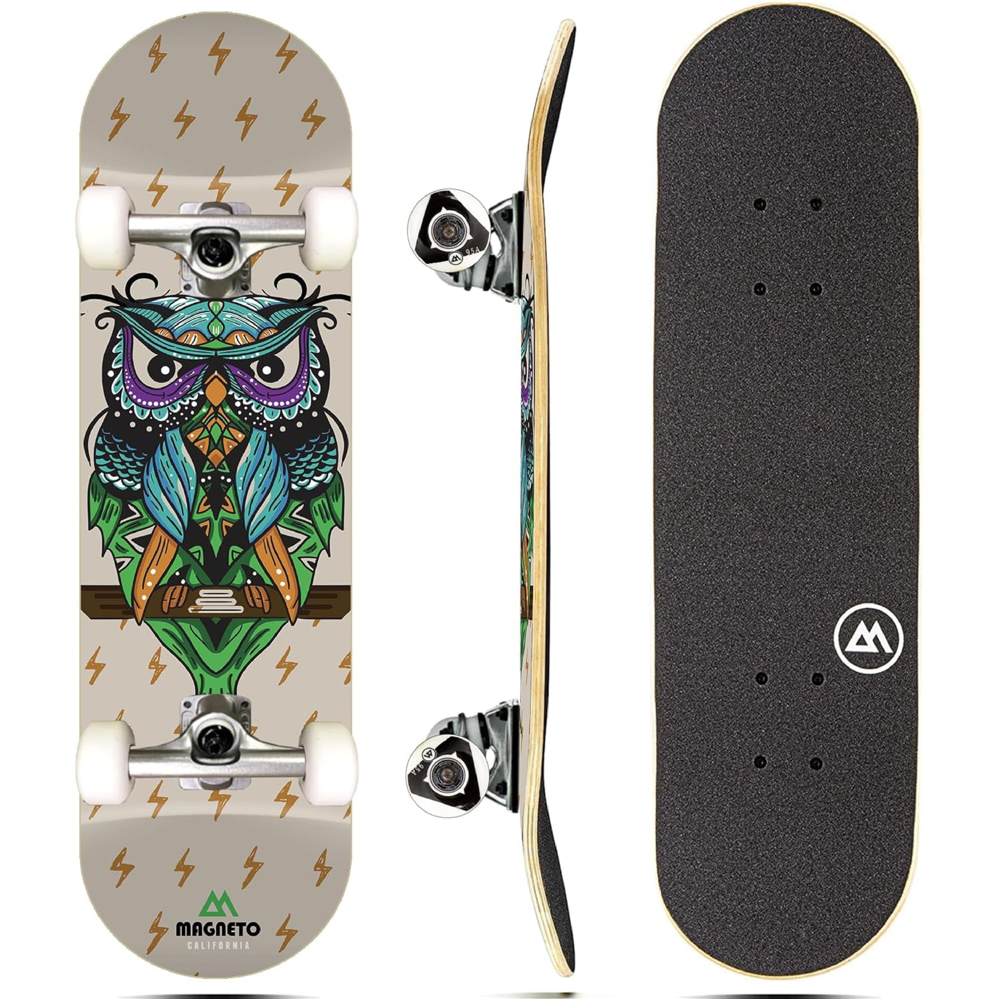 Magneto Wise Owl Skateboard - Kicktail Cruiser Longboard Cool Design ...
