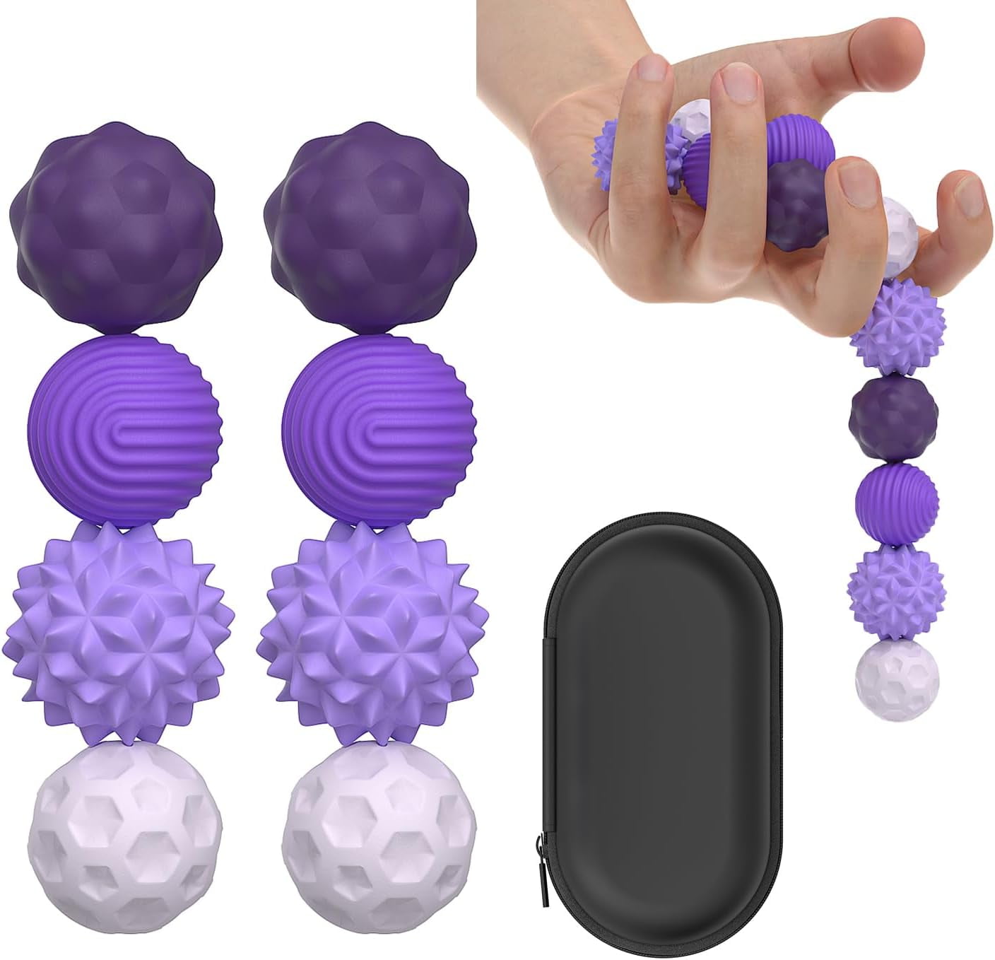 Balls Toys, 8Pcs Silicone Sensory Stress Relief Toys for Adults, with ...