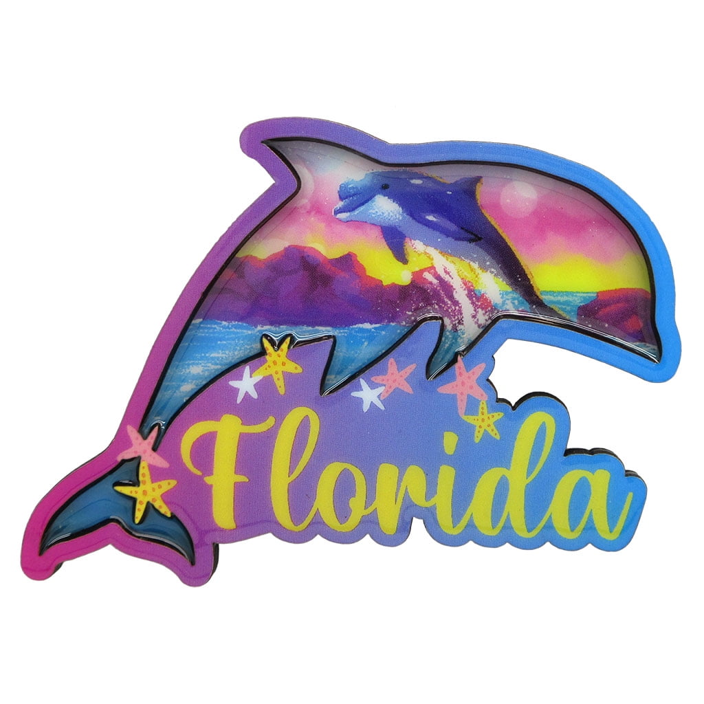 Magnets MDF 3D Magnet Dolphin scene in Silhouette Florida General ...
