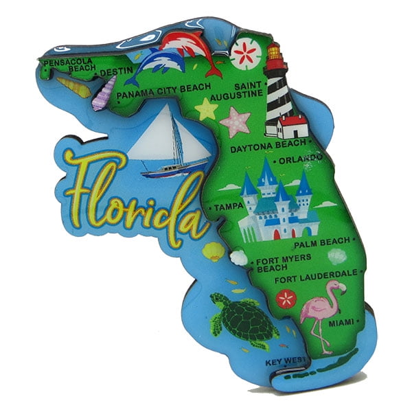 Magnets MDF 3D Magnet Florida Map Florida General - Walmart.com