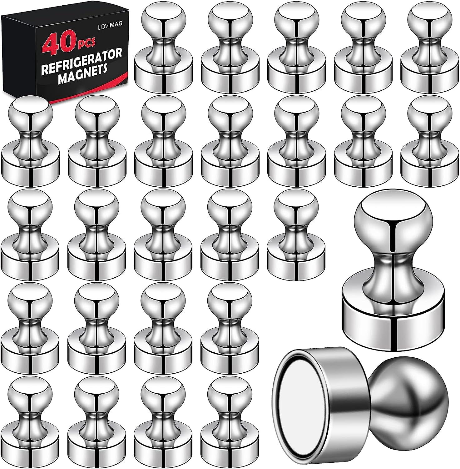 Magnets for Whiteboard, 40pcs Strong Refrigerator Magnets, Neodymium ...