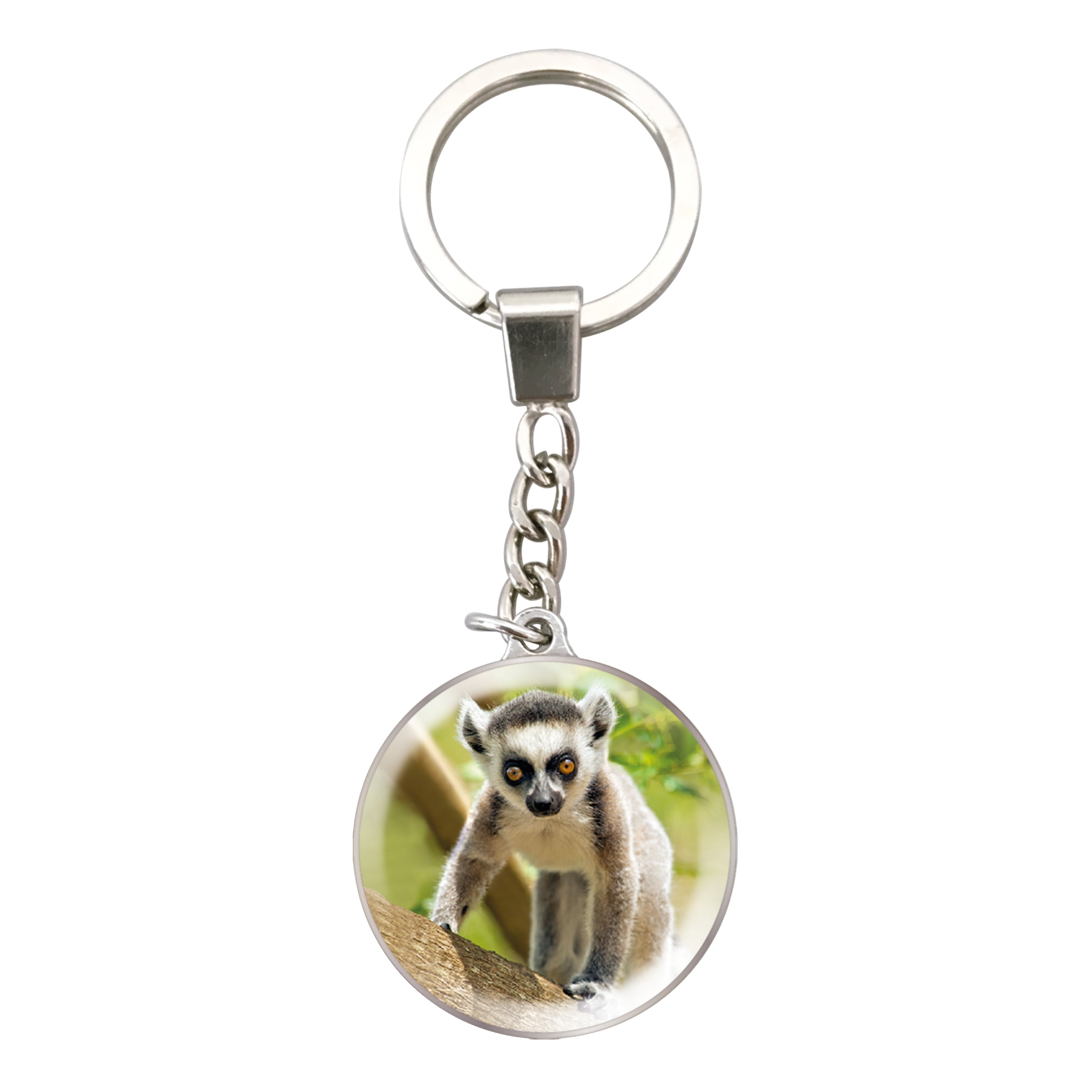 Magnidome Ring-Tailed Lemur Keychain from Deluxebase - Dome-shaped Picture Key Ring with ...