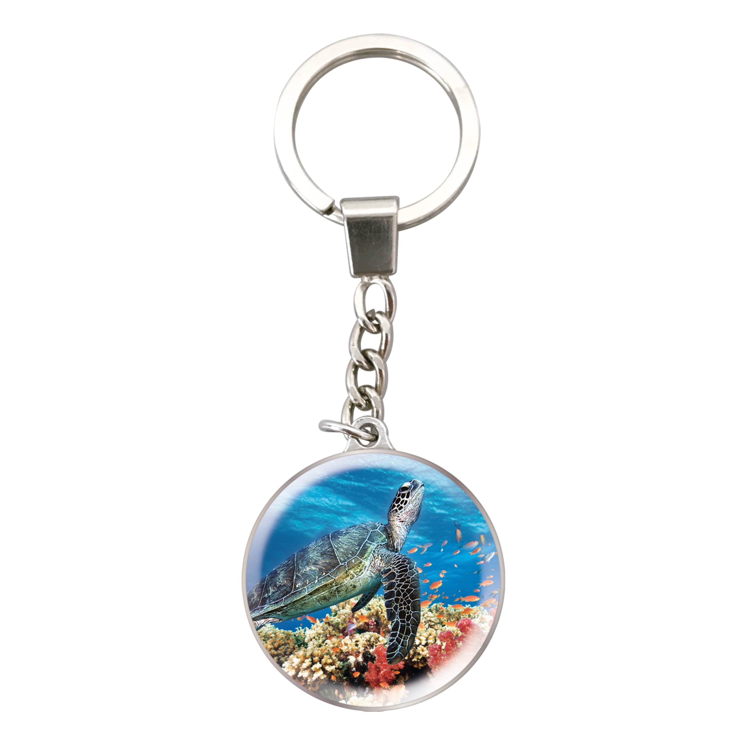 Magnidome Sea Turtle Keychain by Deluxebase. Crystal Dome Key Ring with ...