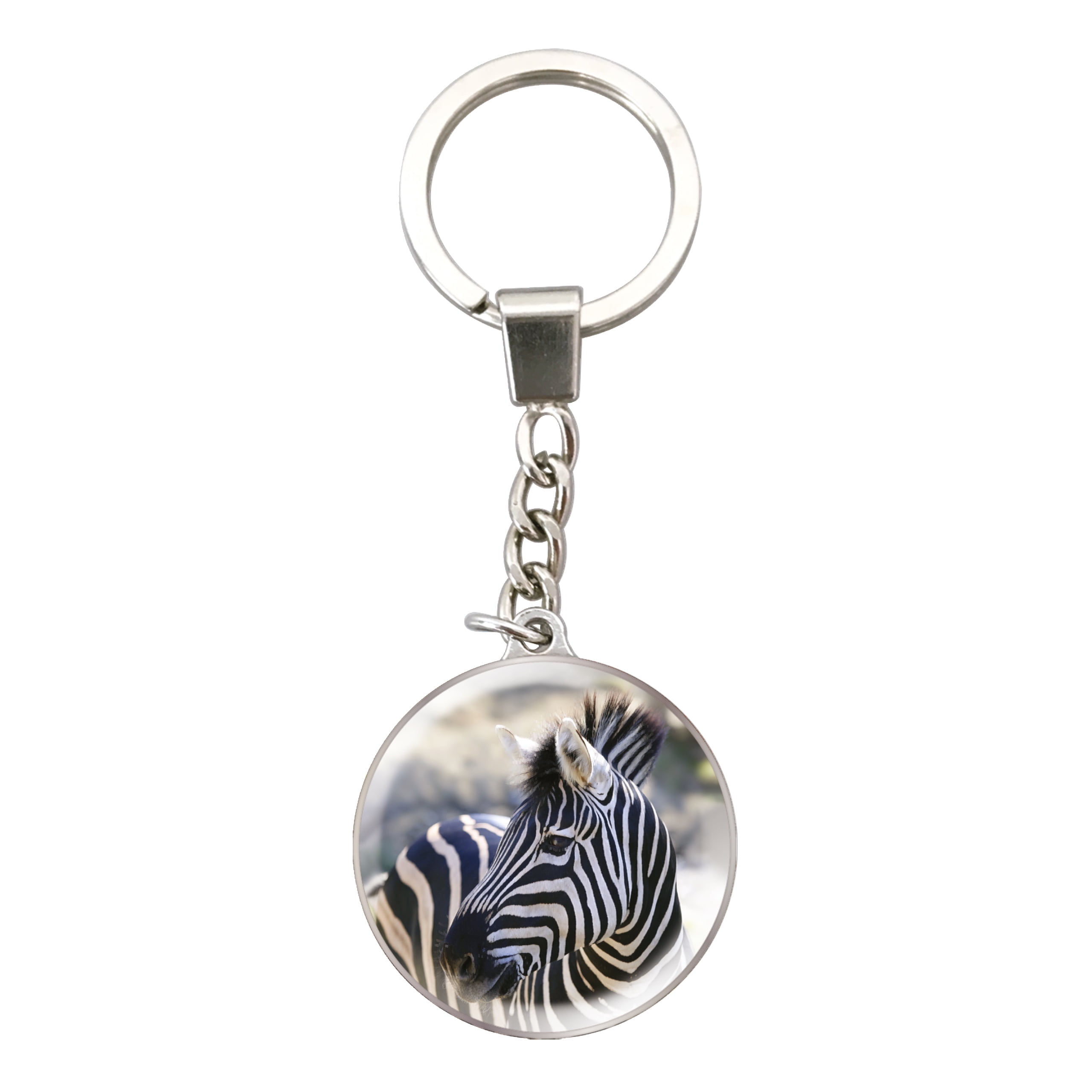 Magnidome Zebra Keychain from Deluxebase - Dome shaped Picture Key Ring ...