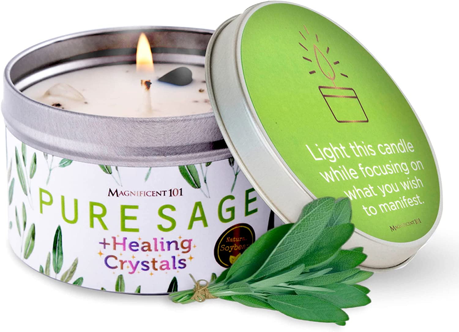 Magnificent 101 Long-Lasting Healing Crystals Candle | 6 Oz - 35-Hour ...
