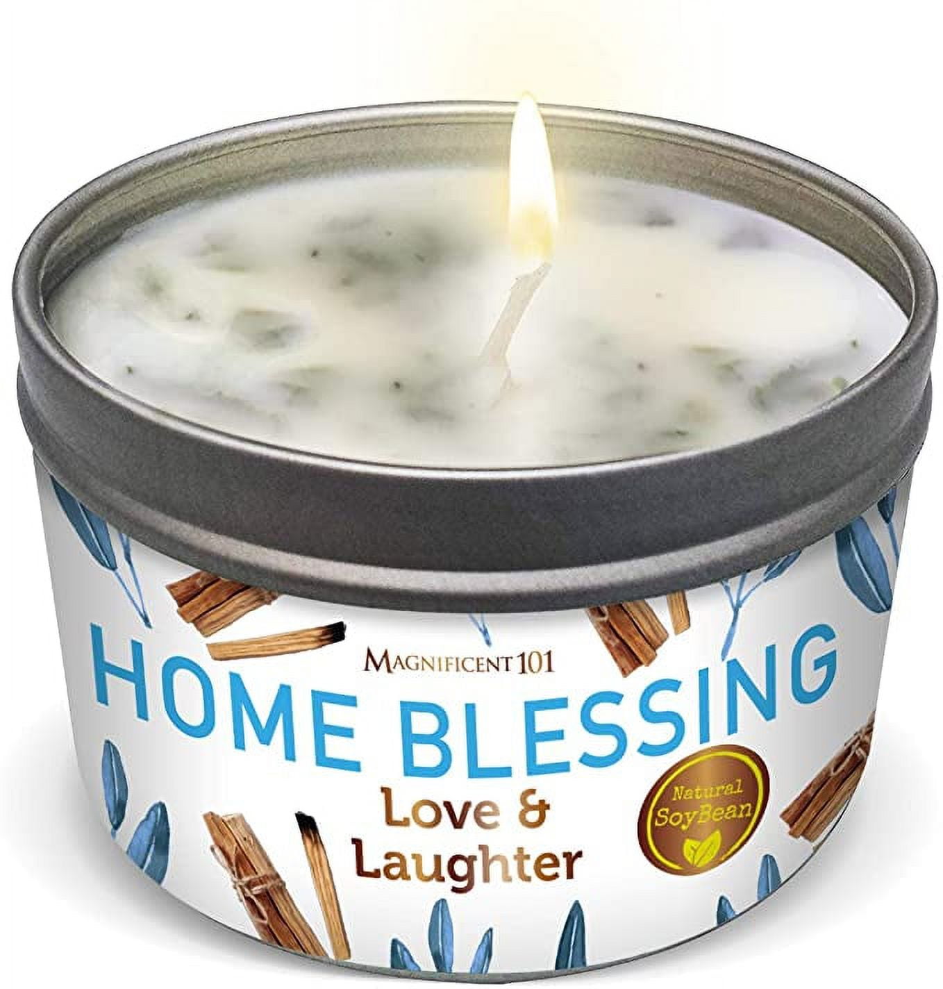 Magnificent 101 Long-Lasting Aromatherapy Smudge Candle, 6 Oz Soy Wax, Sage, Bergamot ...