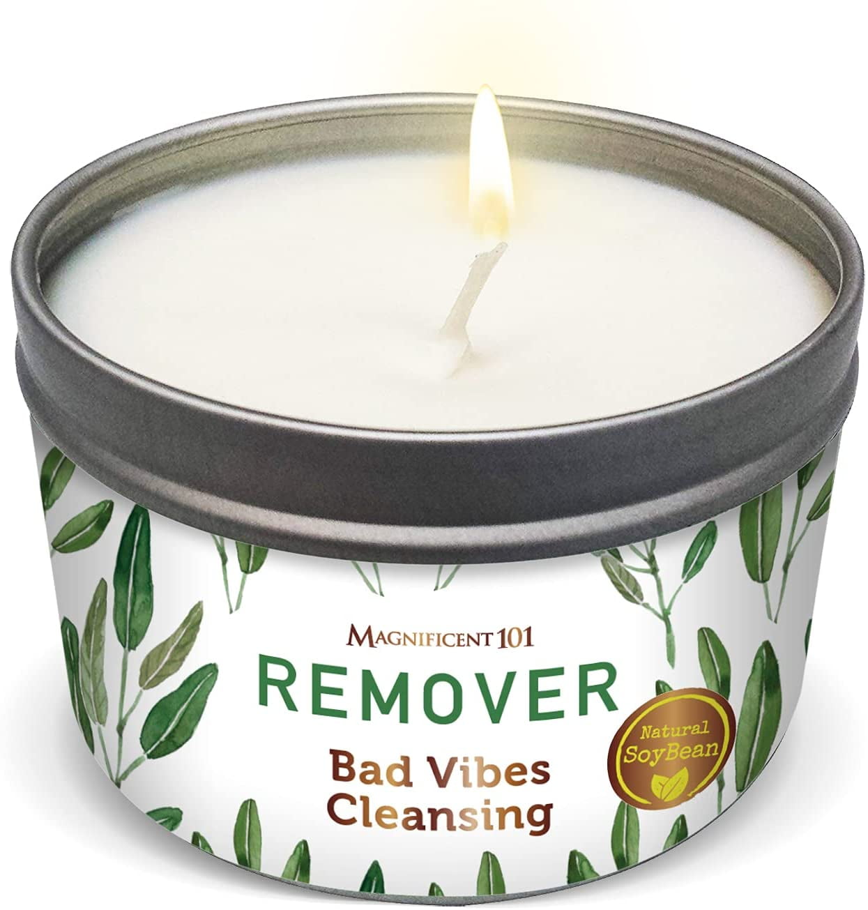 Magnificent 101 Long Lasting Remover Smudge Candle | 6 Oz - 35 Hour Burn | All Natural Pure Sage ...