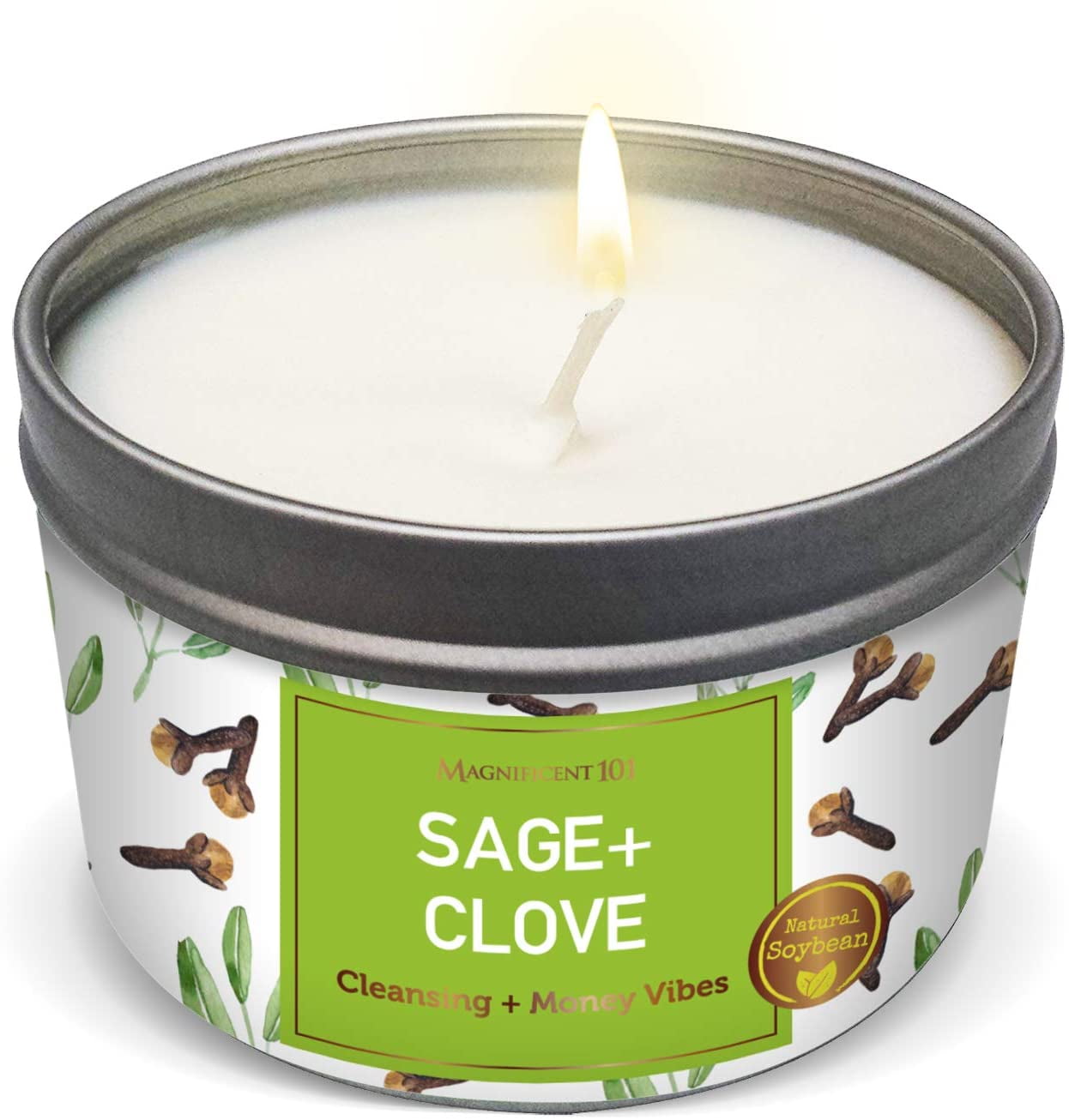 Magnificent 101 Sage + Clove Candle | 6 Oz, 35 Hour Burn | Energy Cleansing & Manifestation ...