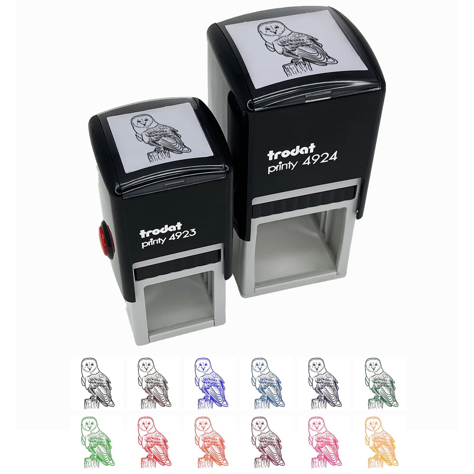 Magnificent Barn Owl Self-Inking Rubber Stamp Ink Stamper - Fuchsia Ink ...