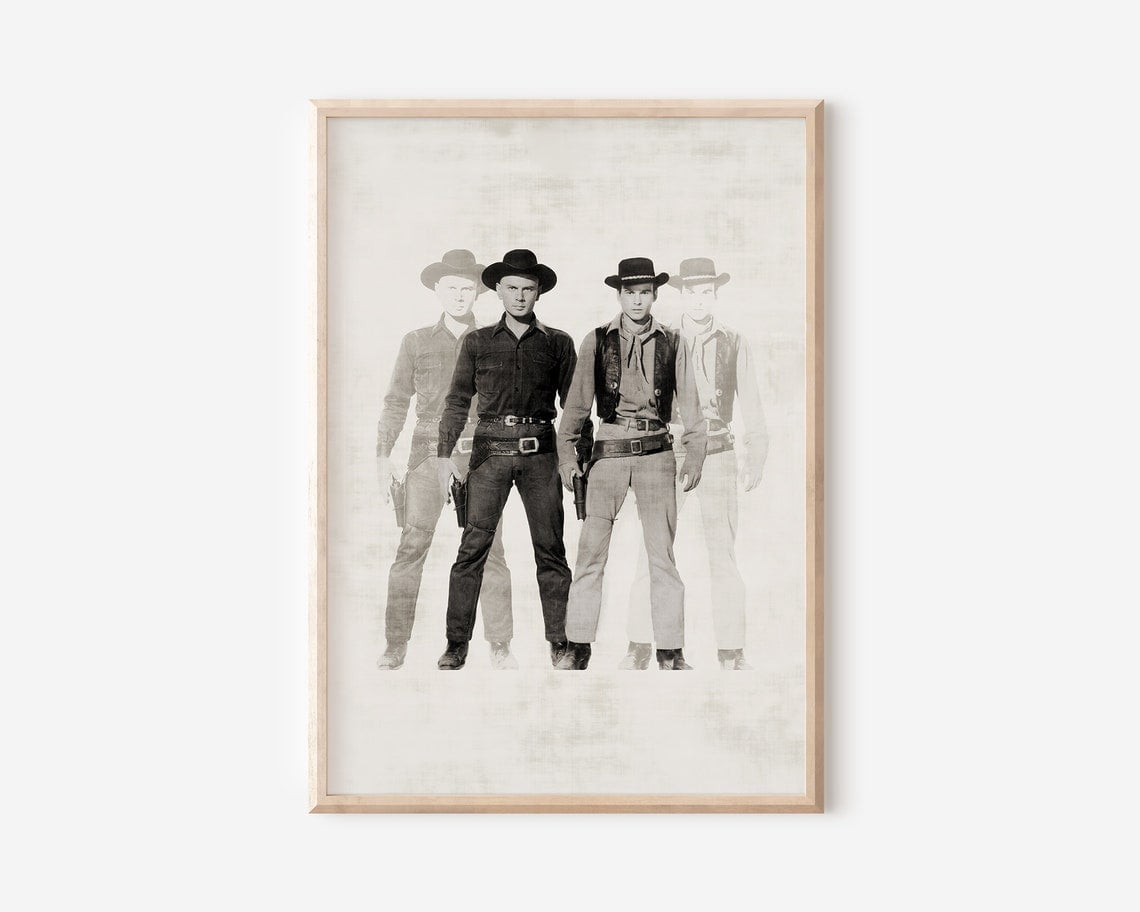 Magnificent Seven Cowboy Wall Art Vintage Western Movie Unframed Paper ...