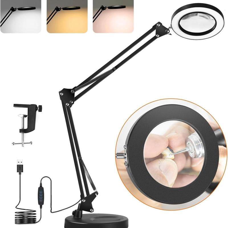 Magnifier LED Lamp 10X Magnifying Glass with Light 10 Levels LED ...
