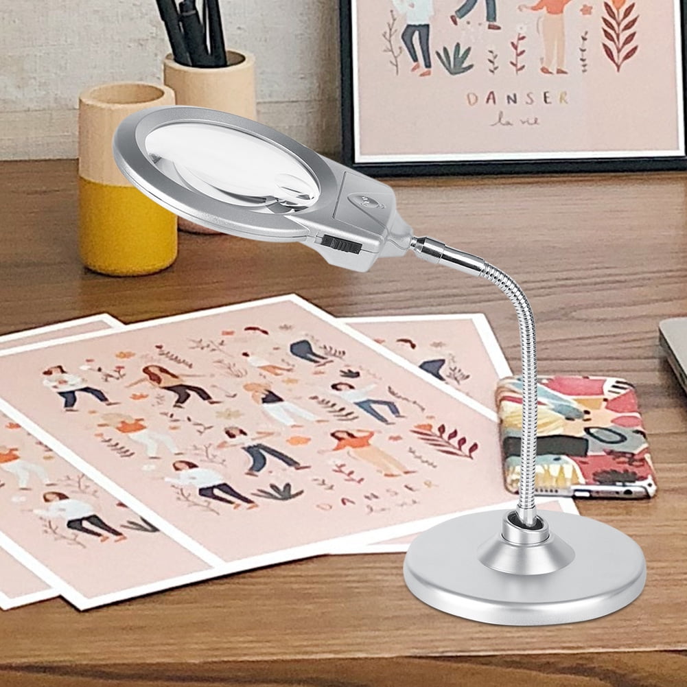Magnifier Magnifying Crafts Flexible Pipe Desk Lamp With 2 LED Lights ...