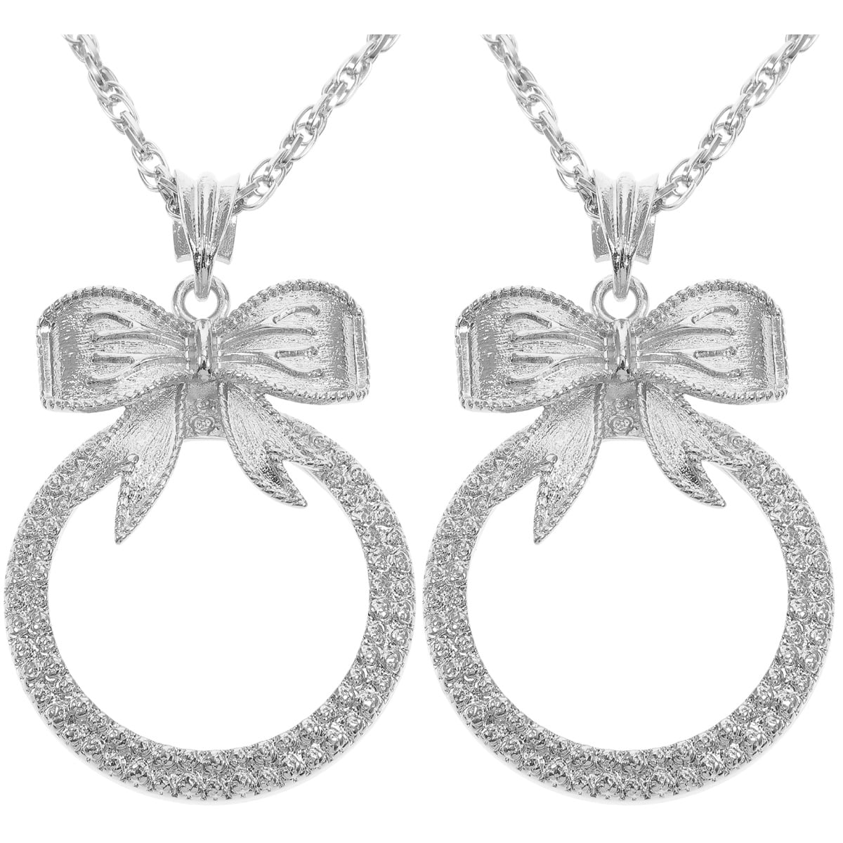 Magnifier Portable Pendant Hanging Magnifying Glass Loupe Necklace Silver Elder Fine Metal Set