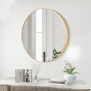 Hamilton Hills 24" Gold Circle Deep Set Metal Round Frame Mirror ...
