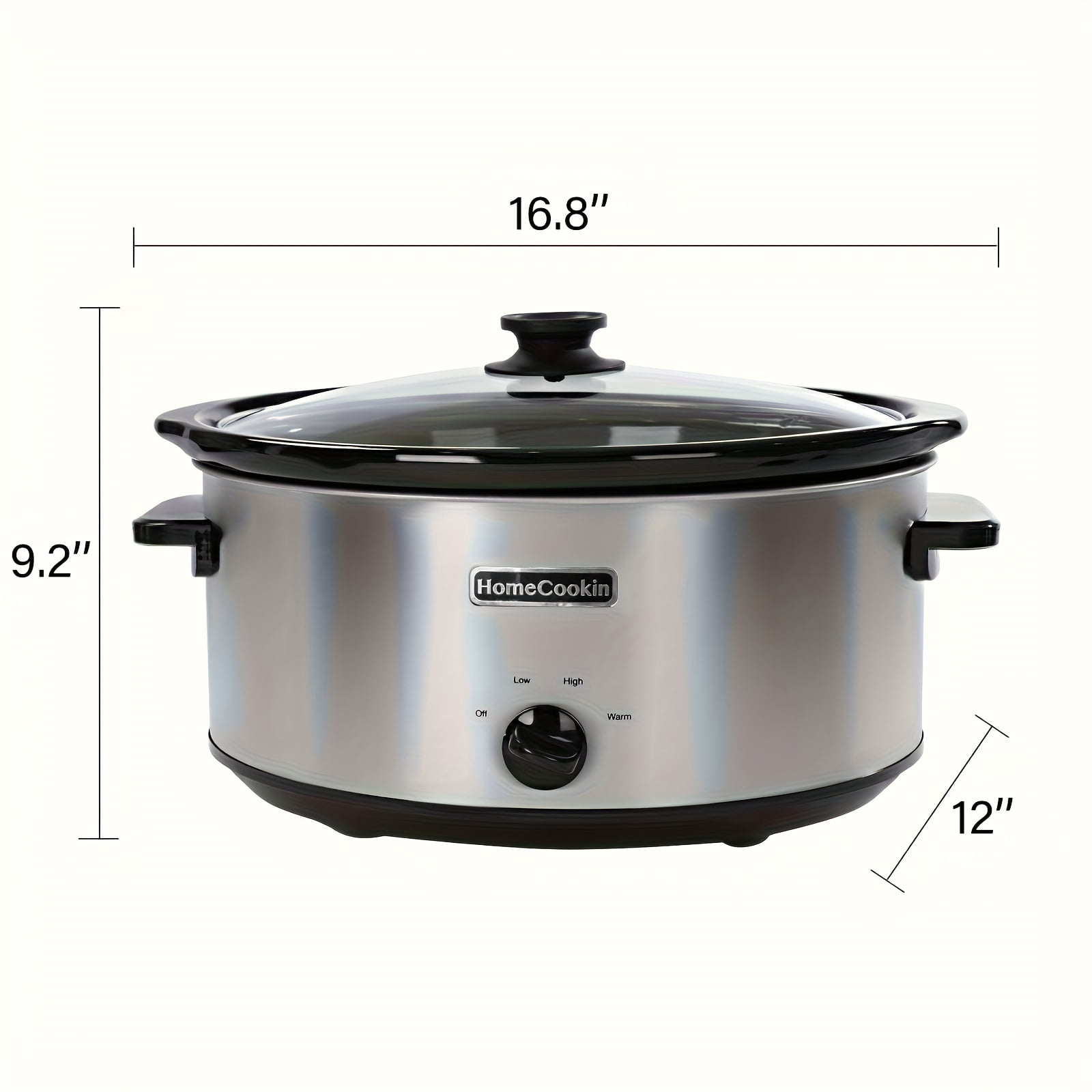 Magnifique 8-Quart Oval Manual Slow Cooker with 3 Cooking Modes (Low ...