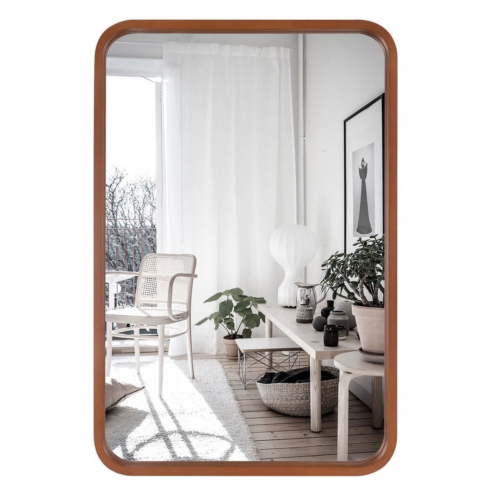 Magnifique Rectangle Arc Wall Mirror with Wood Frame for Bathroom ...
