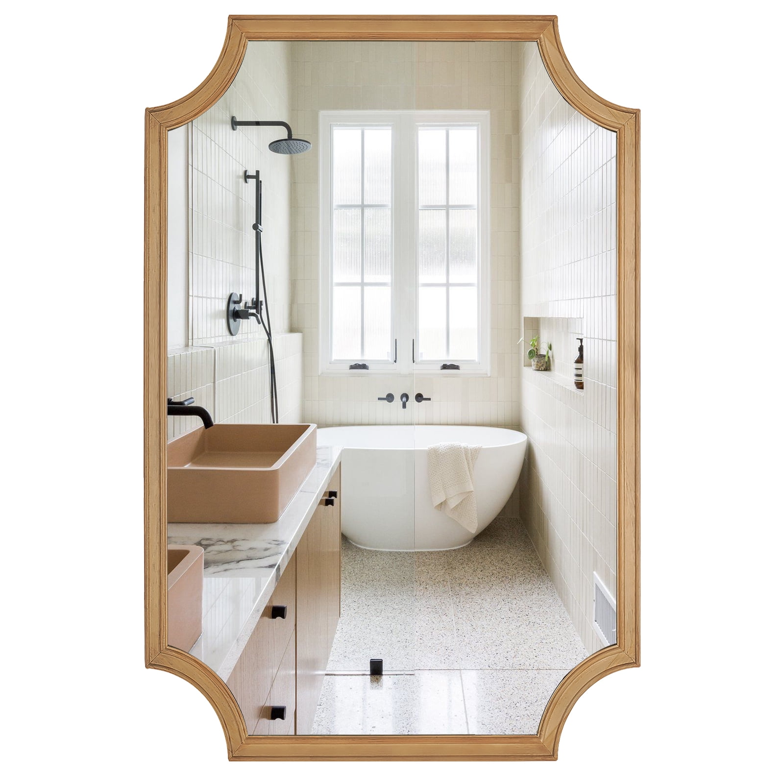 Magnifique Wood Framed Wall Mirror with Scallop Corners For Bathroom 20 ...