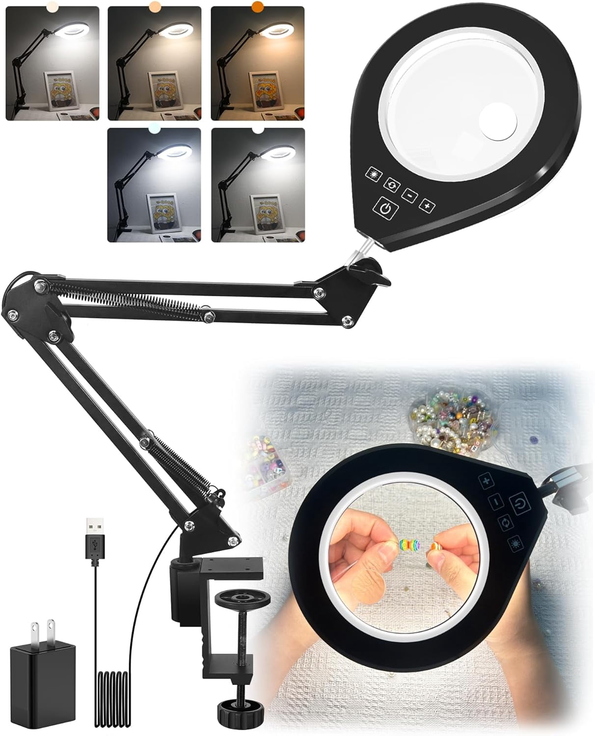 Magnifying Glass, 10X & 5X Magnifying Glass with Light, Dimmable ...