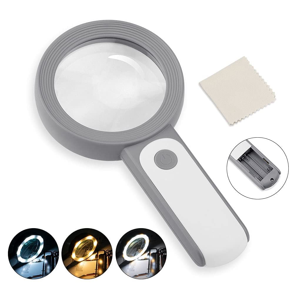 Magnifying Glass with 18 LED Lights, 30X Handheld Large Magnifying ...