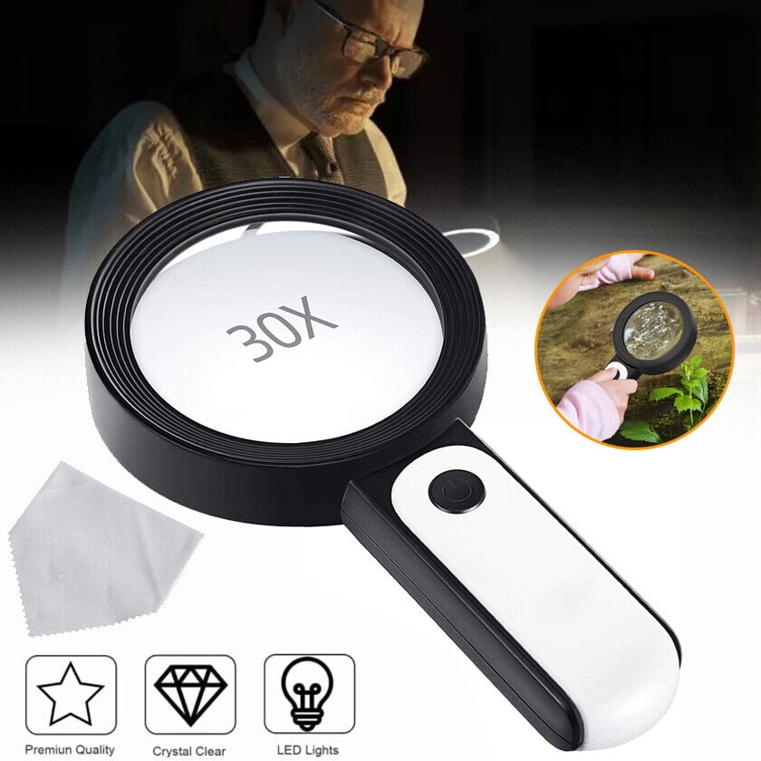 Magnifying Glass 18 Led Hand Magnifying Glass With Light 30X Magnifying ...