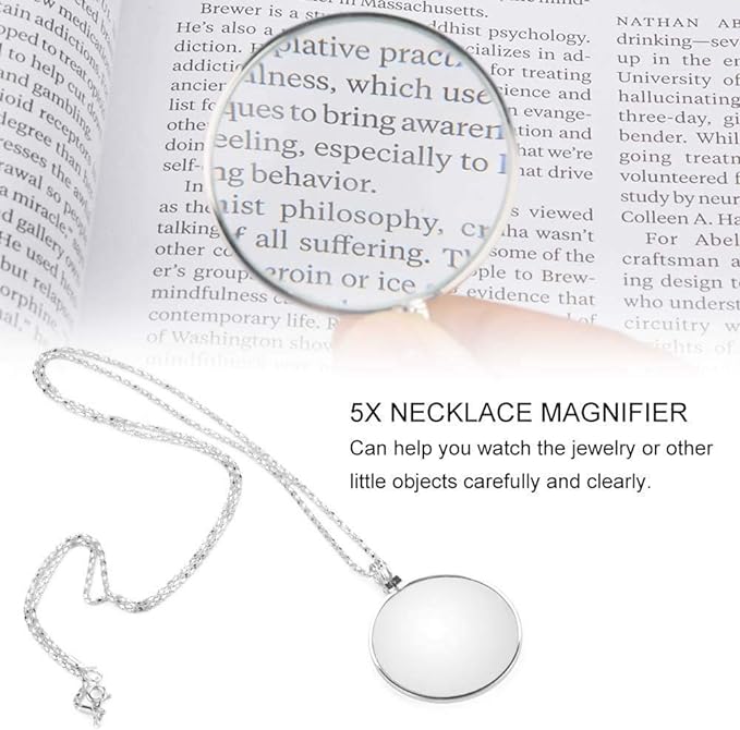 Magnifying Glass, 5x Hangin Magnifier Combining with The Necklace be ...