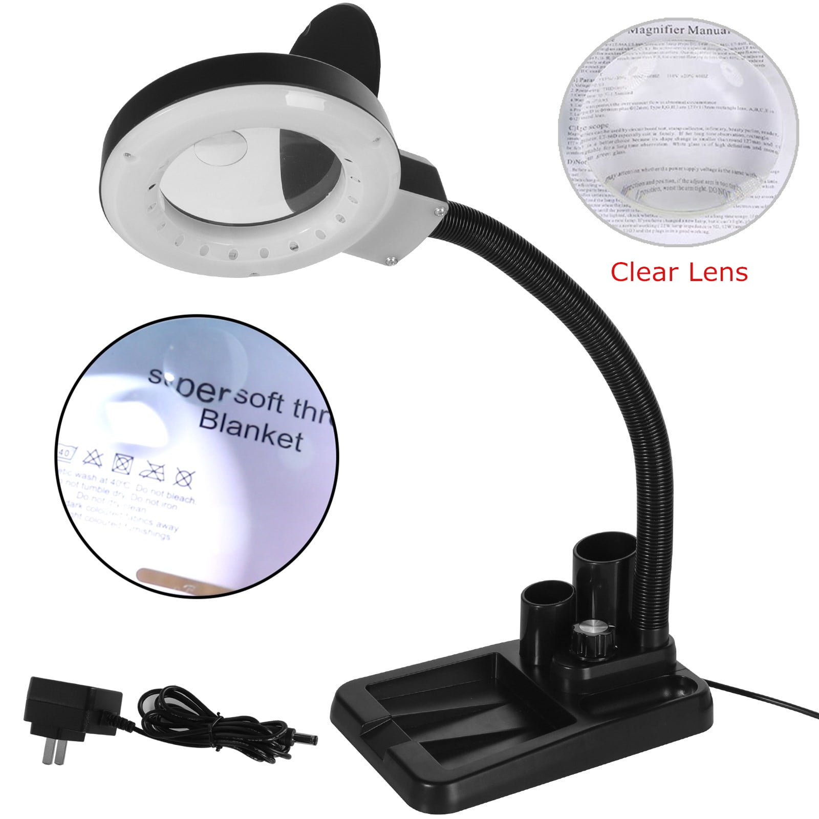 Magnifying Glass Desk Lamp 5X & 10X Magnifier with 36 LED Lights, Light ...