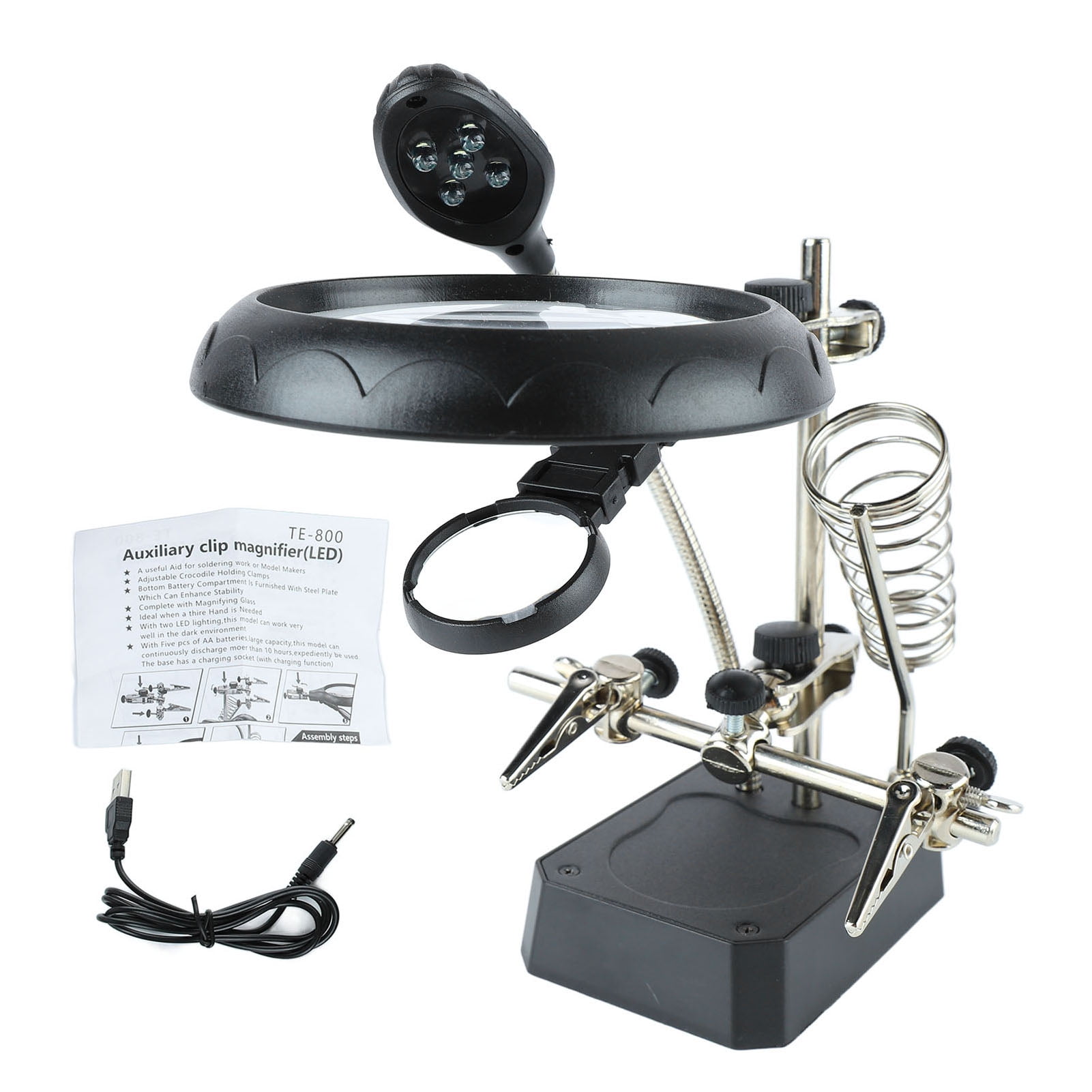 Magnifying Glass LED Magnifying Desk Lamp with Auxiliary Clips for ...