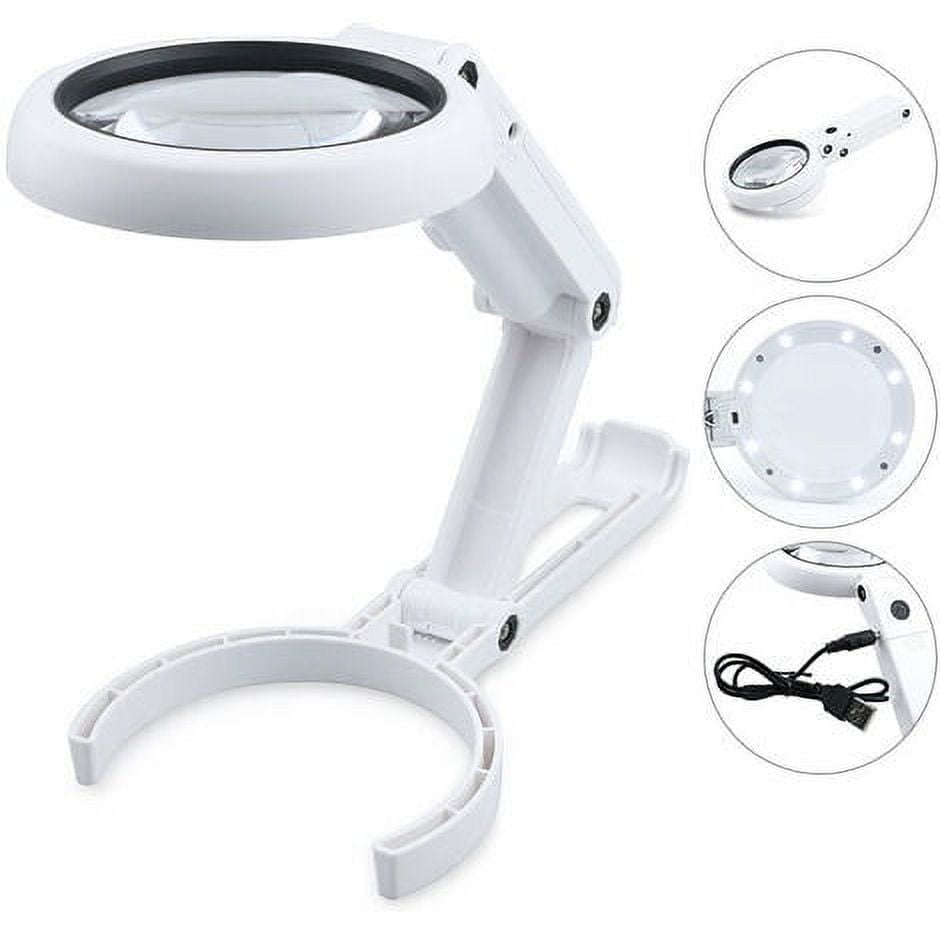 Magnifying Glass Lamp, Dimmable Hands-Free Magnifying Glass with Light ...