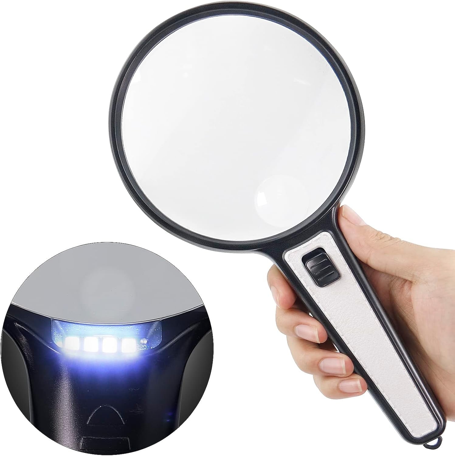 Magnifying Glass with Light, 10X 20X High Magnification, Large Handheld ...