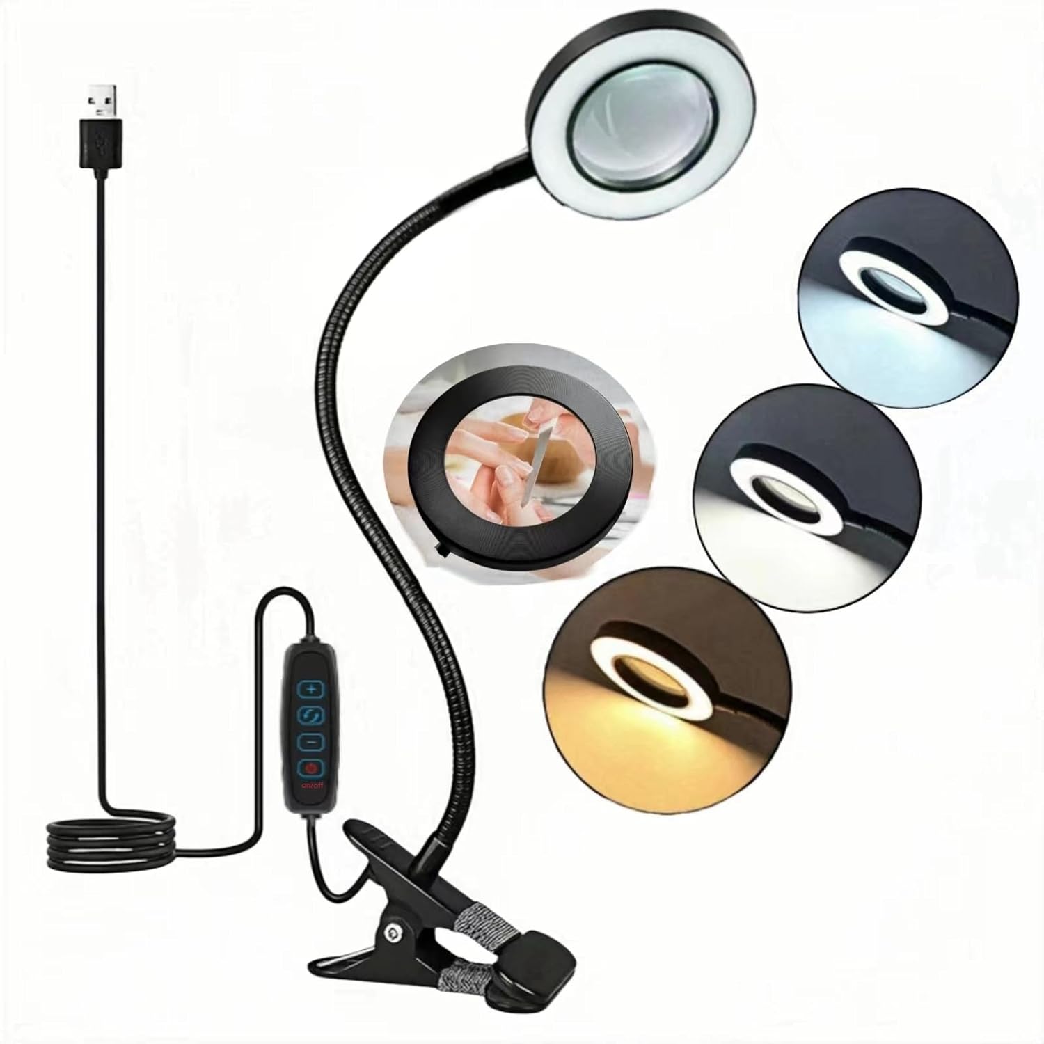 Magnifying Glass with Light 10X, Craft Lamp Adjustable Gooseneck Clip ...