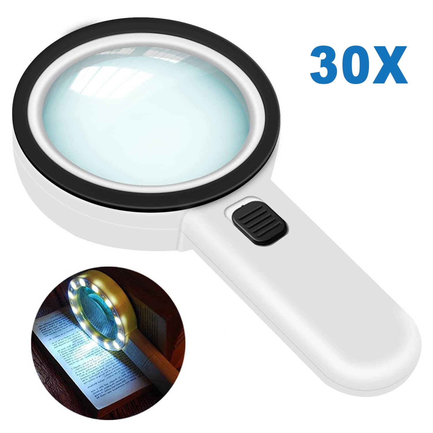 Magnifying Glass with Light,30X Handheld Lighted Magnifier,12 LED ...