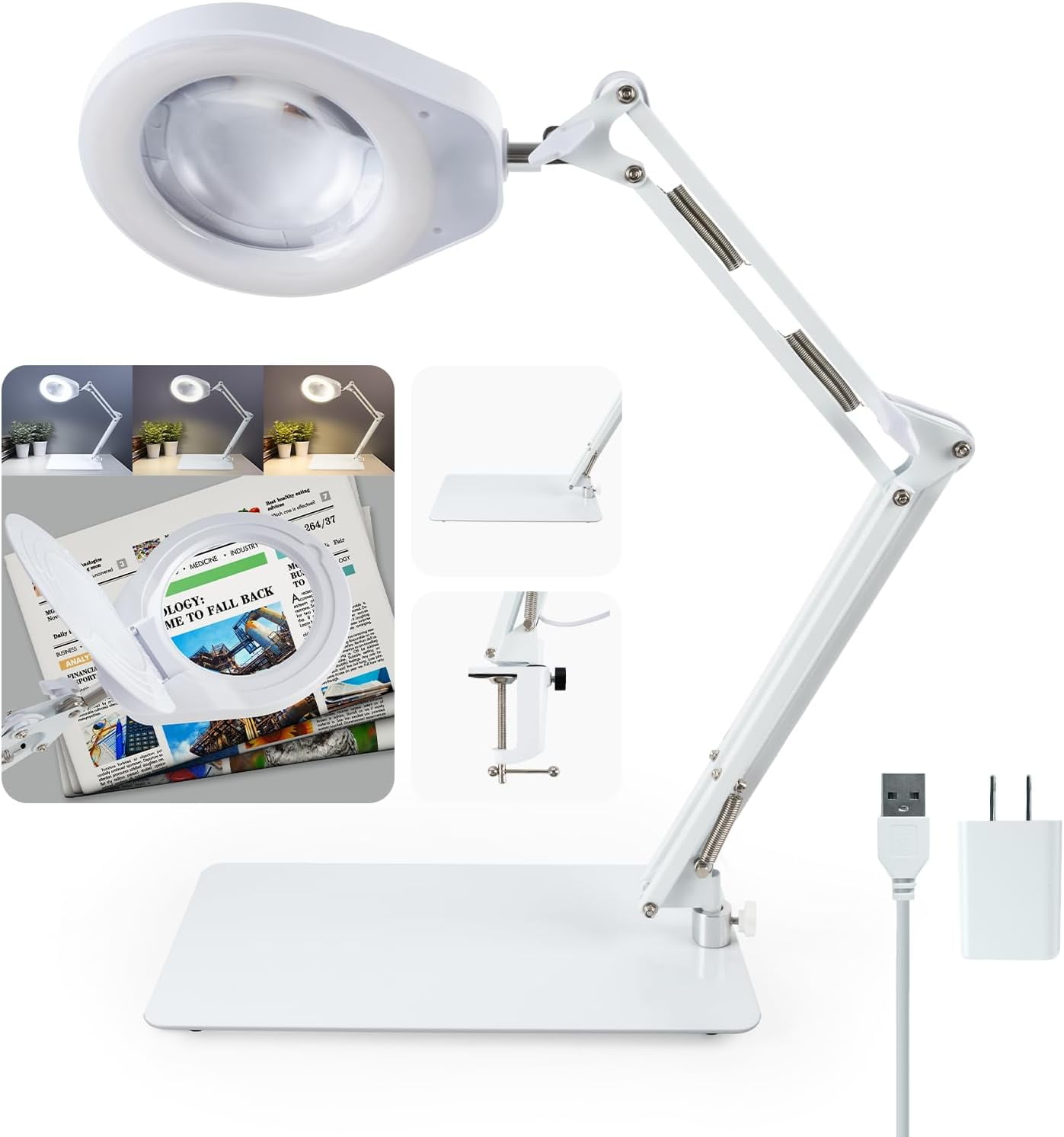 Magnifying Glass with Light and Stand 10X Magnifying Craft Light with 3 ...