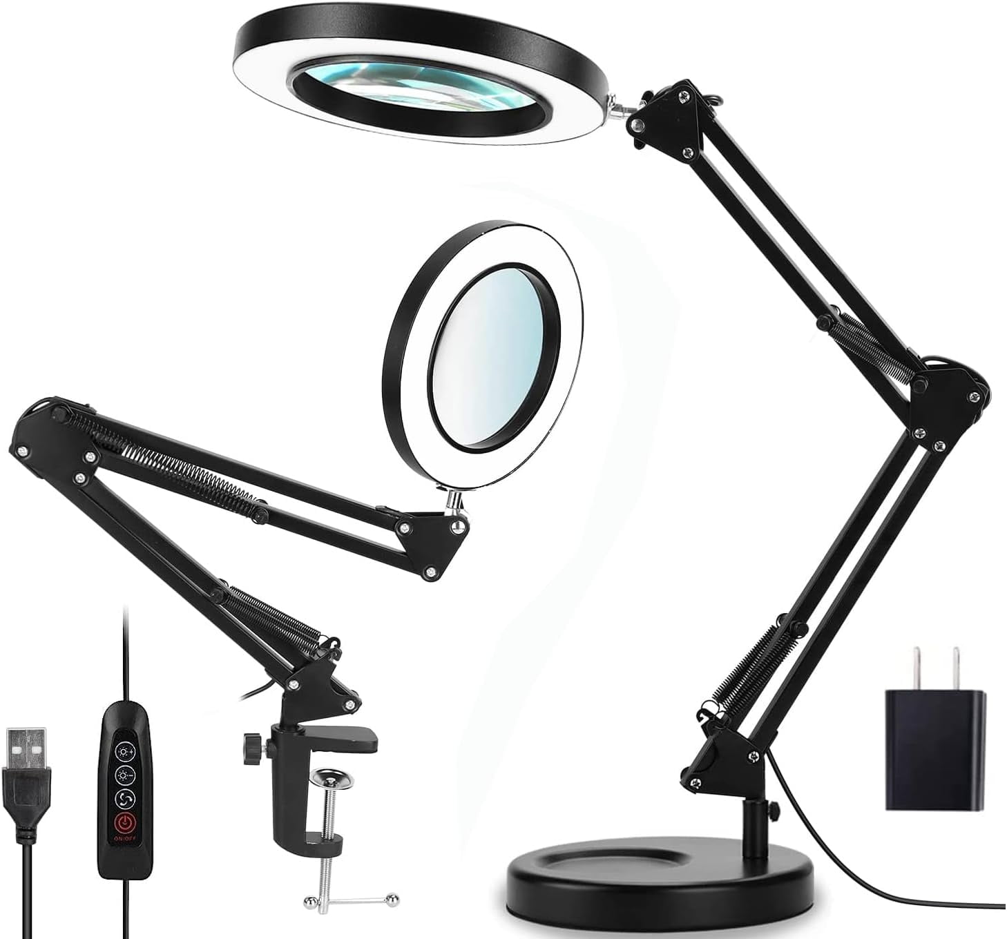 Magnifying Glass with Light and Stand, 10X Magnifying Lamp, 2-in-1 Desk ...