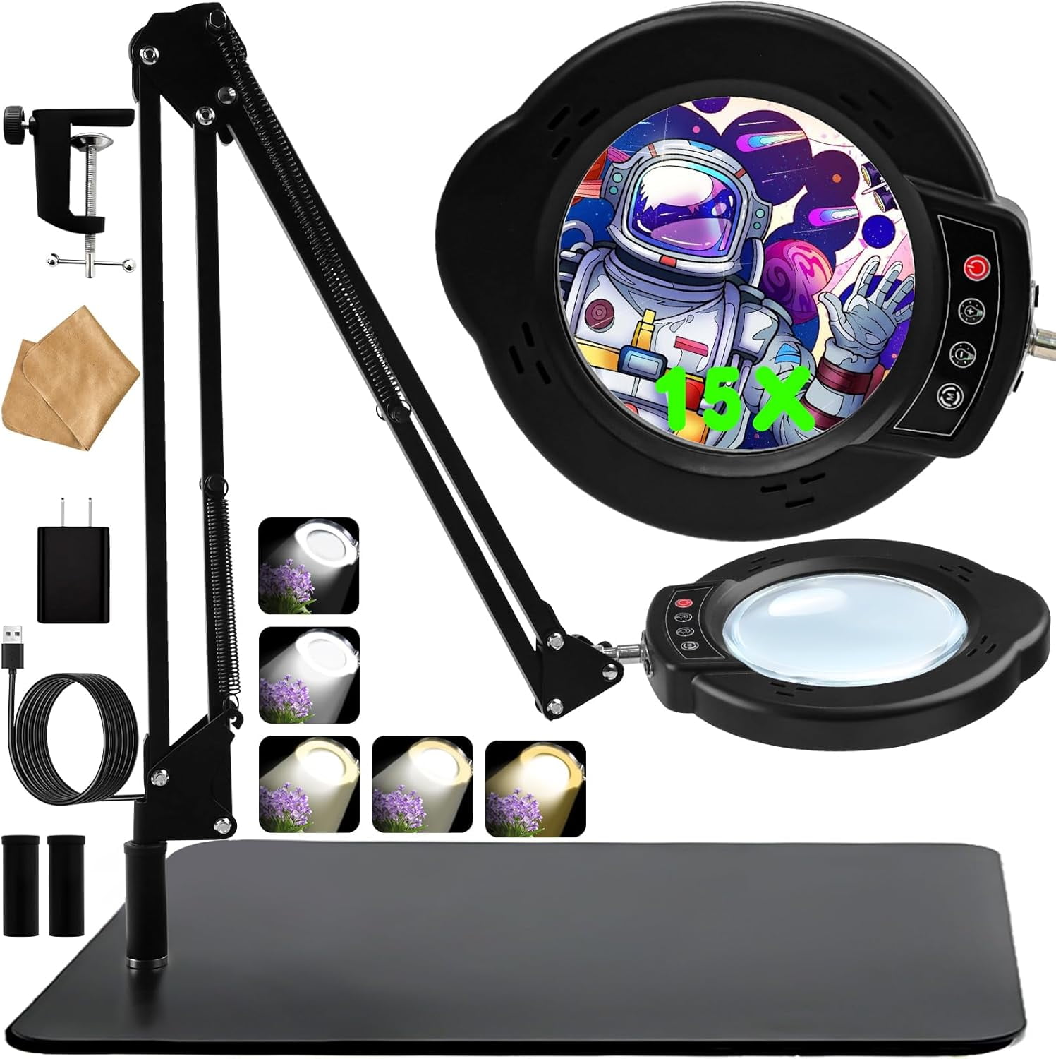 Magnifying Glass with Light and Stand, 2-in-1 Lighted Magnifying Desk ...