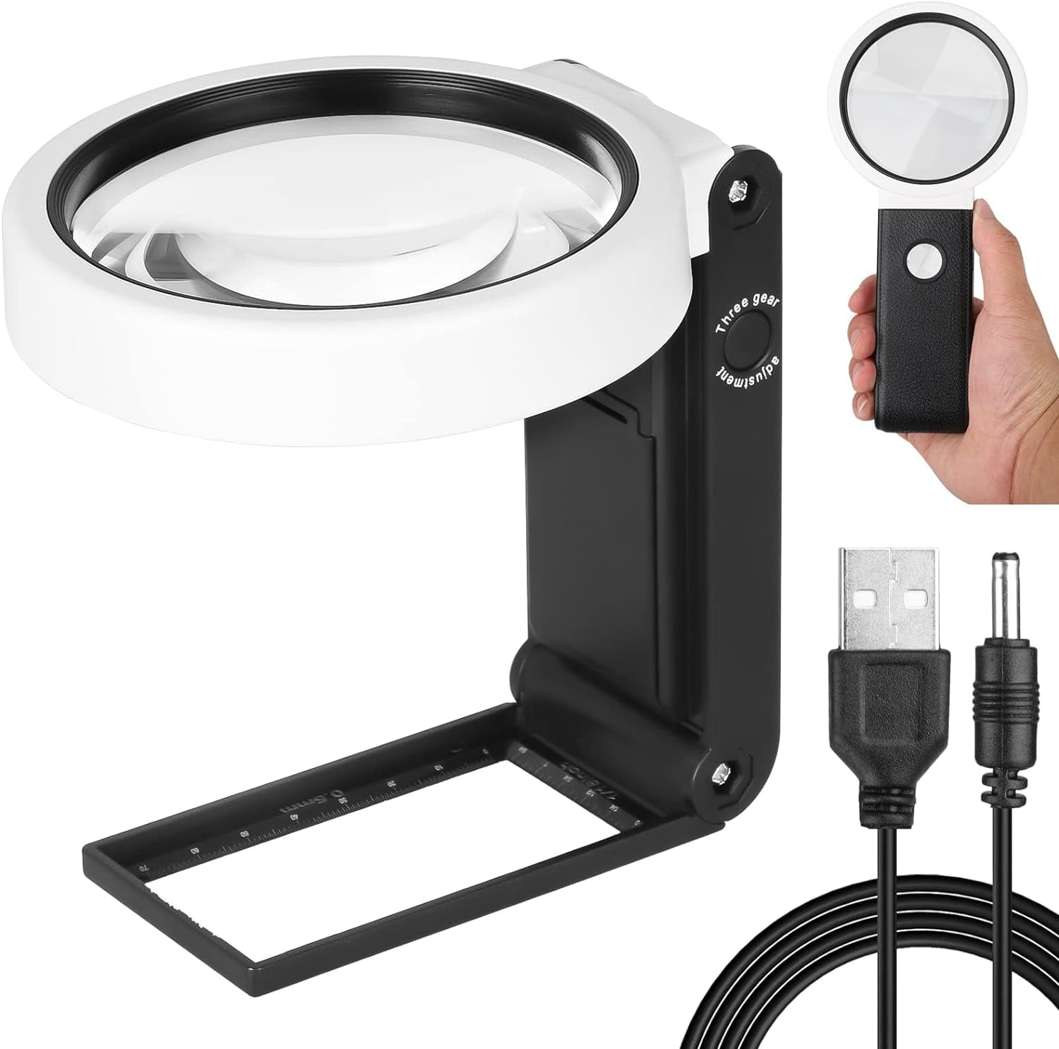Magnifying Glass with Light and Stand, 25X 5X Handheld Standing LED ...